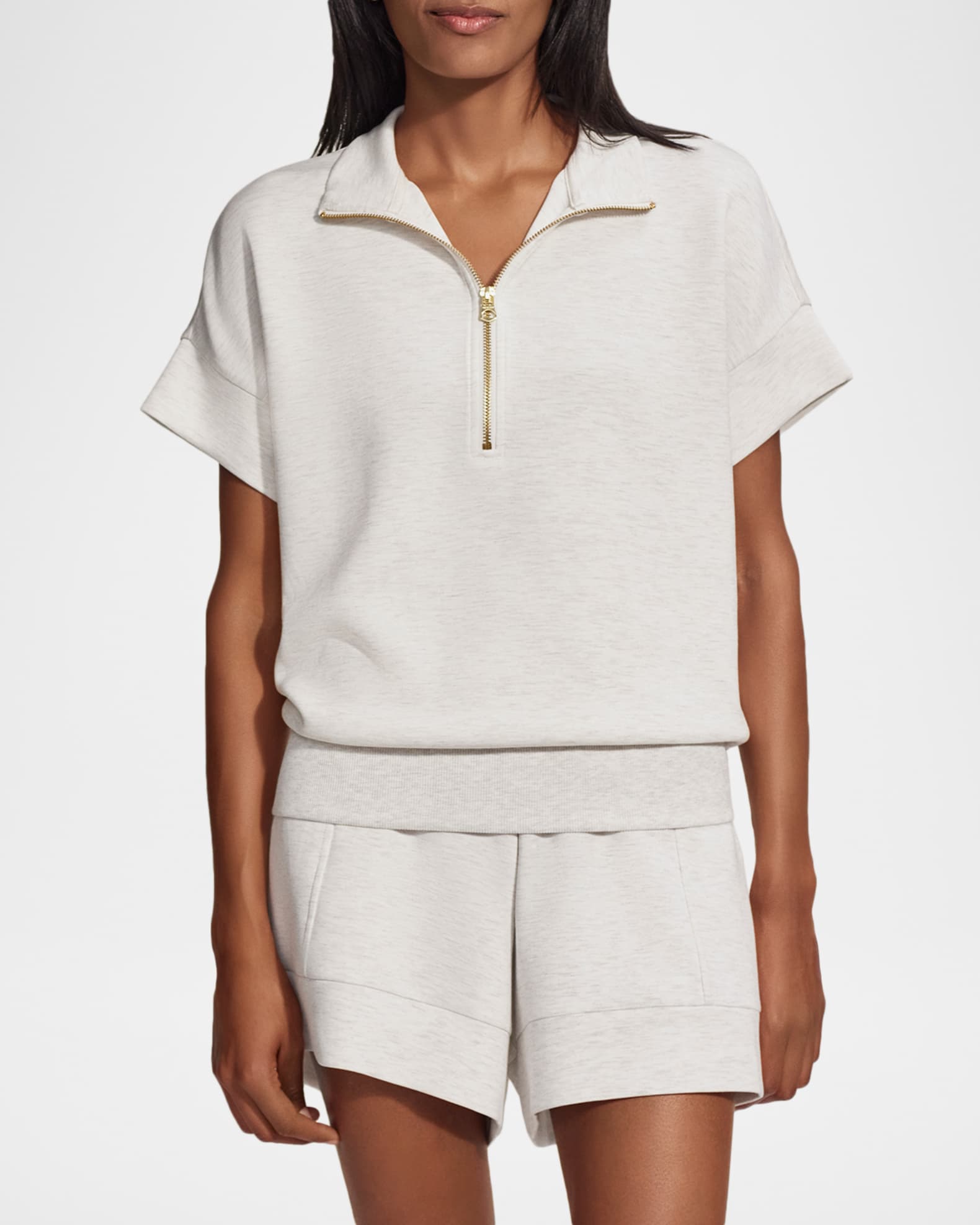 Varley Ritchie Short-Sleeve Half-Zip Sweatshirt | Neiman Marcus