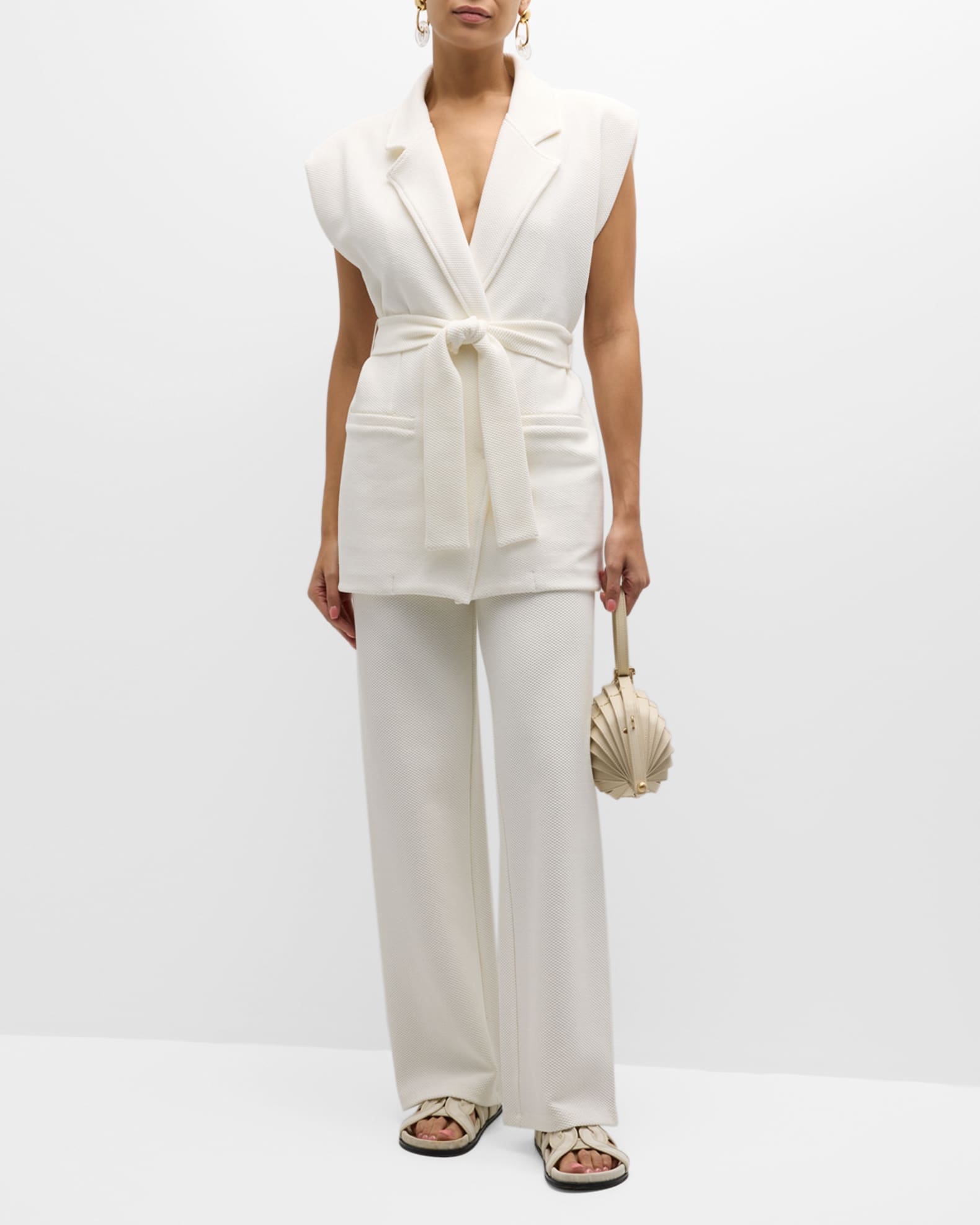 Lune Active Moon Belted Knit Vest | Neiman Marcus