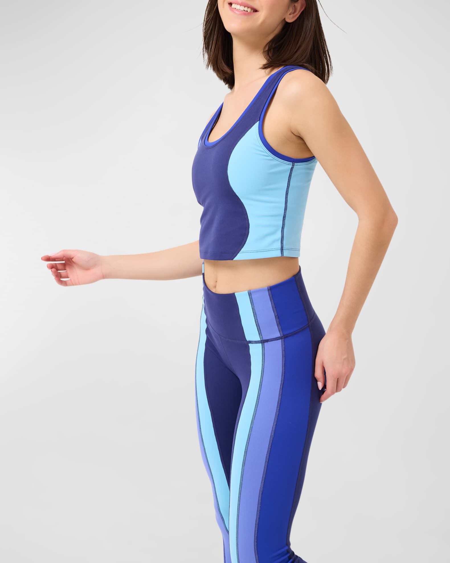 Terez TLC Princess Seam Colorblock Crop Top in Blues | Neiman Marcus