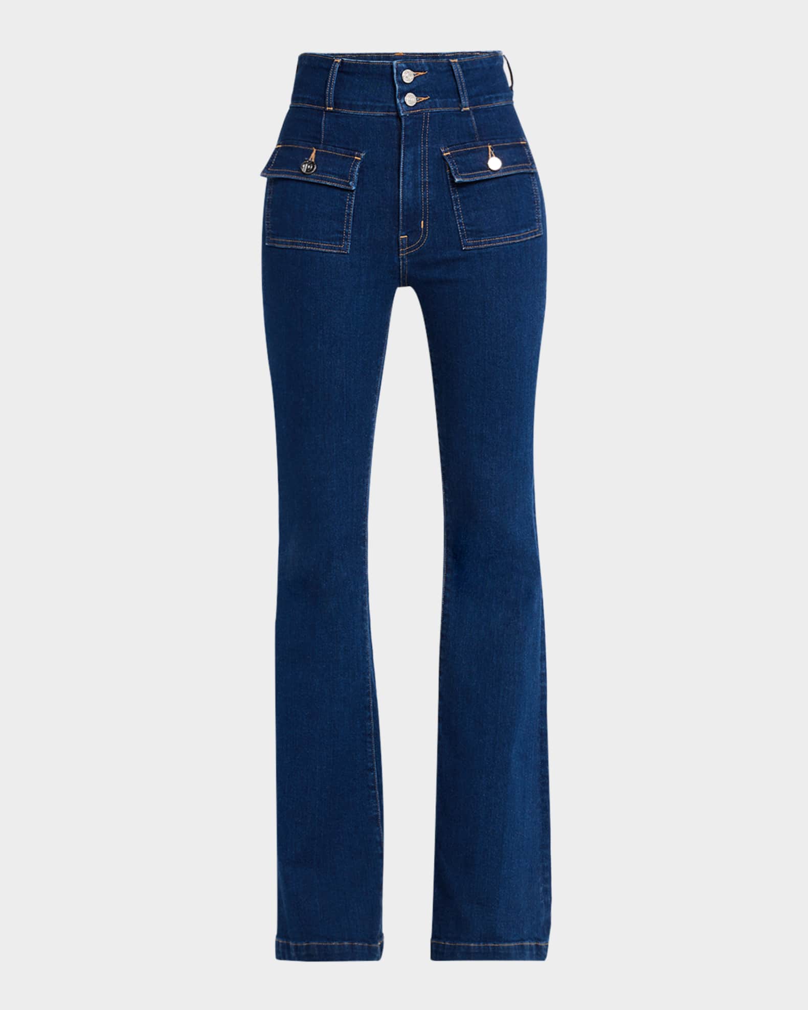 Derek Lam 10 Crosby Barlow Pocket Front Flare Jeans | Neiman Marcus