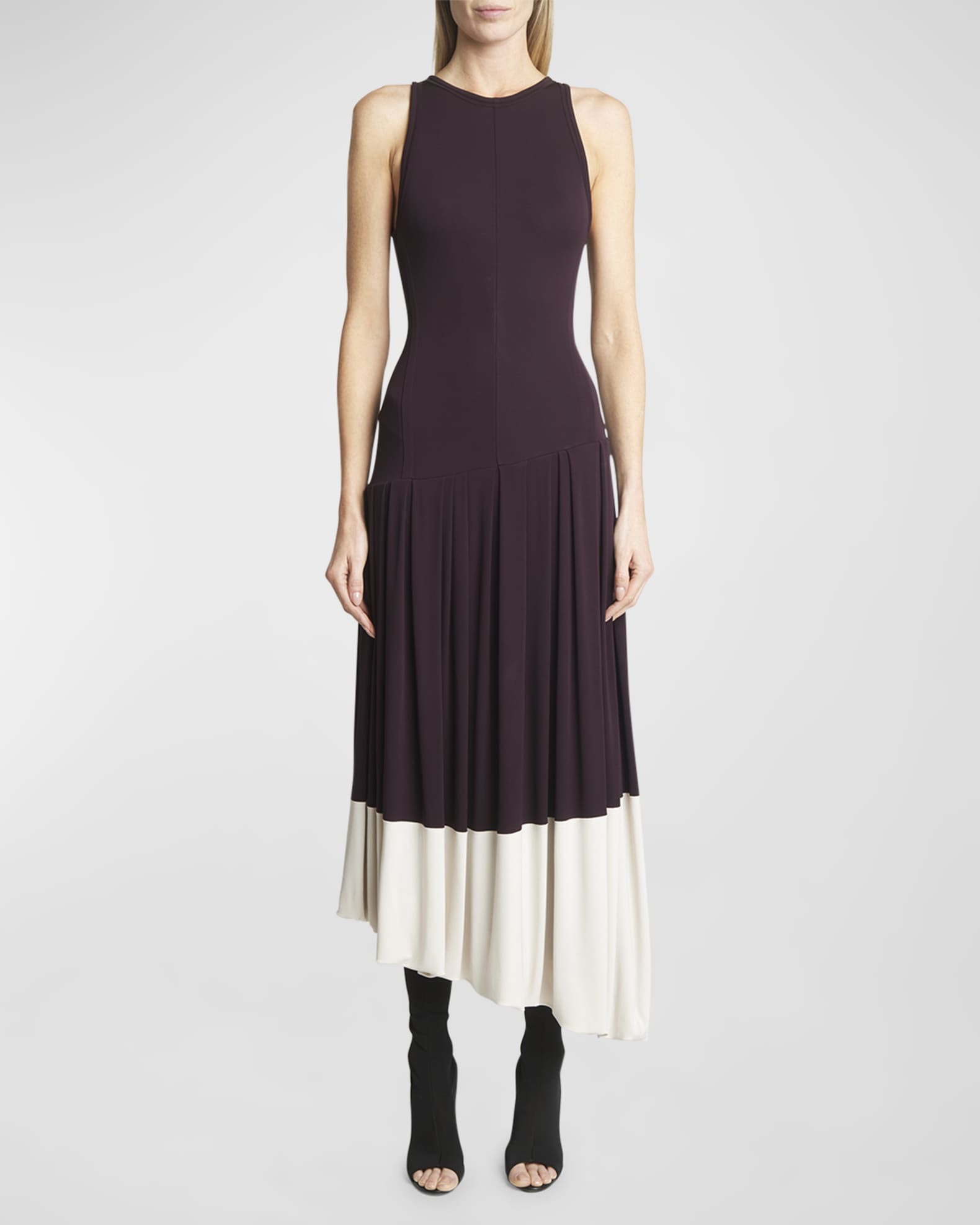 Victoria Beckham Sleeveless Asymmetric Bubble-Hem Midi Dress | Neiman ...