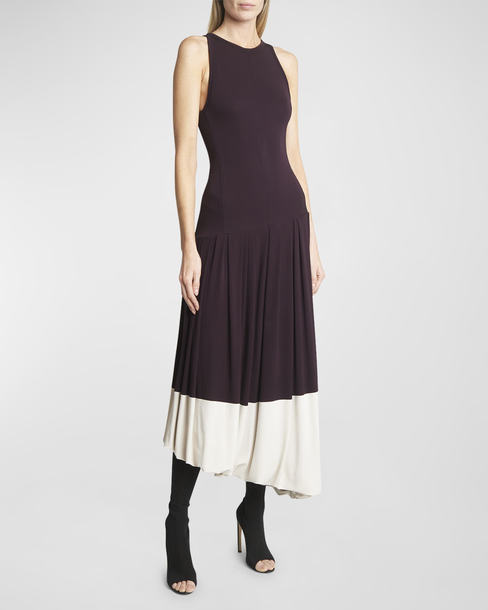 Victoria Beckham Sleeveless Asymmetric Bubble-Hem Midi Dress | Neiman ...