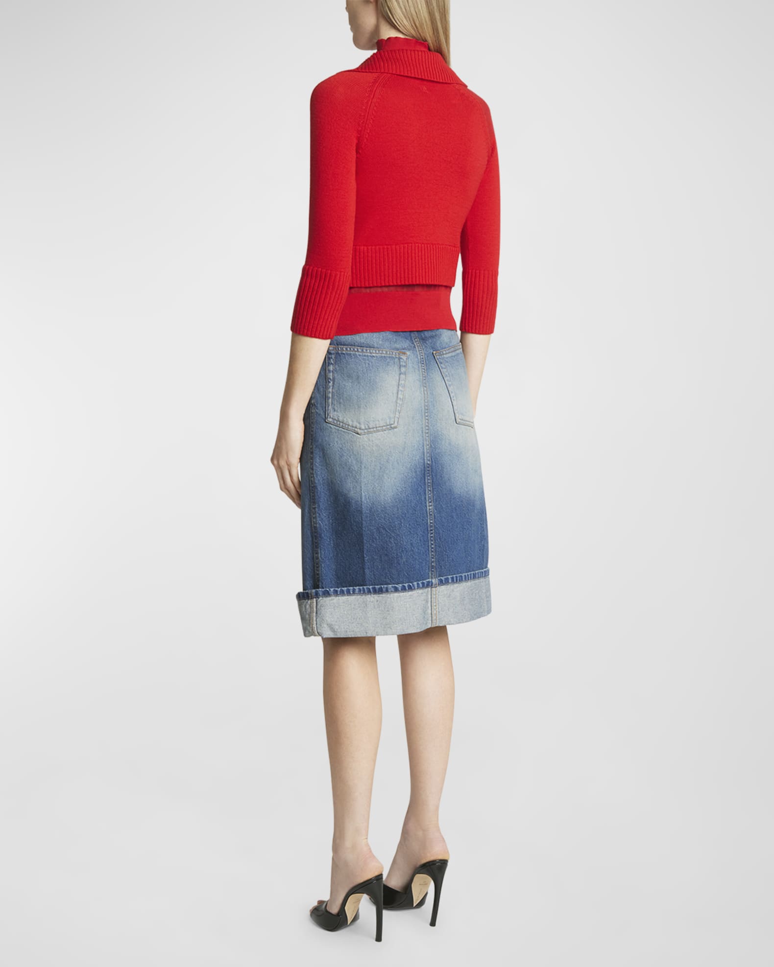 Victoria Beckham Wool Double Layer Top with Sheer Underlay | Neiman Marcus