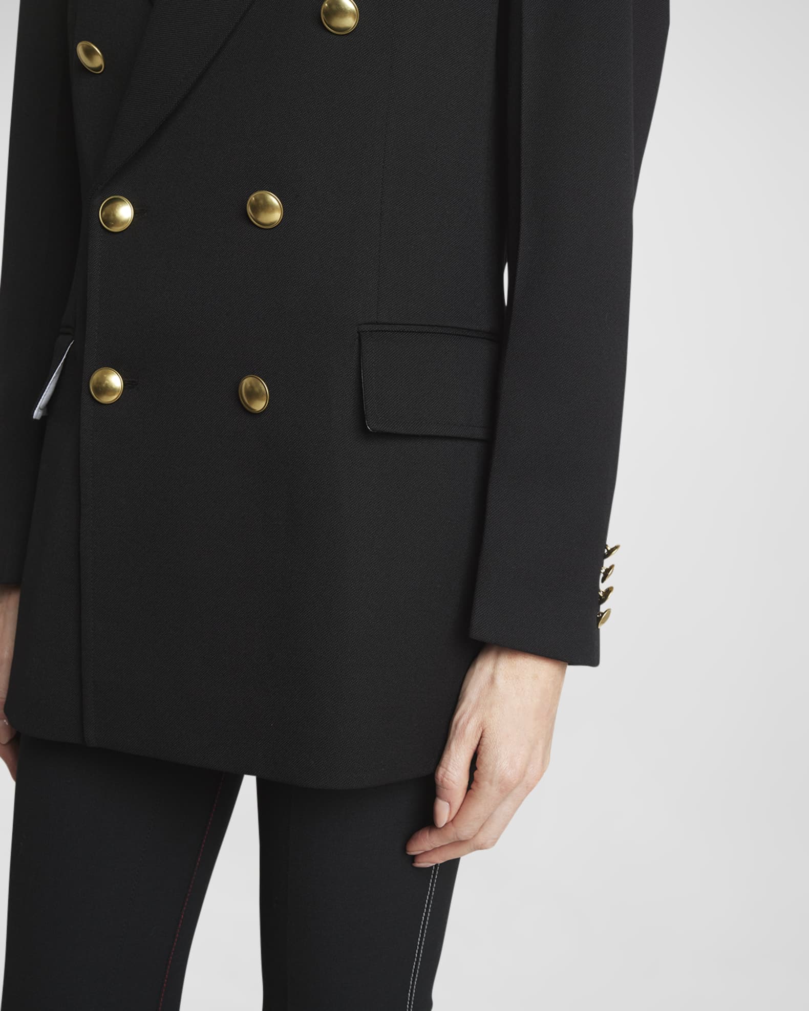Victoria Beckham Golden-Button Double-Breasted Jacket | Neiman Marcus