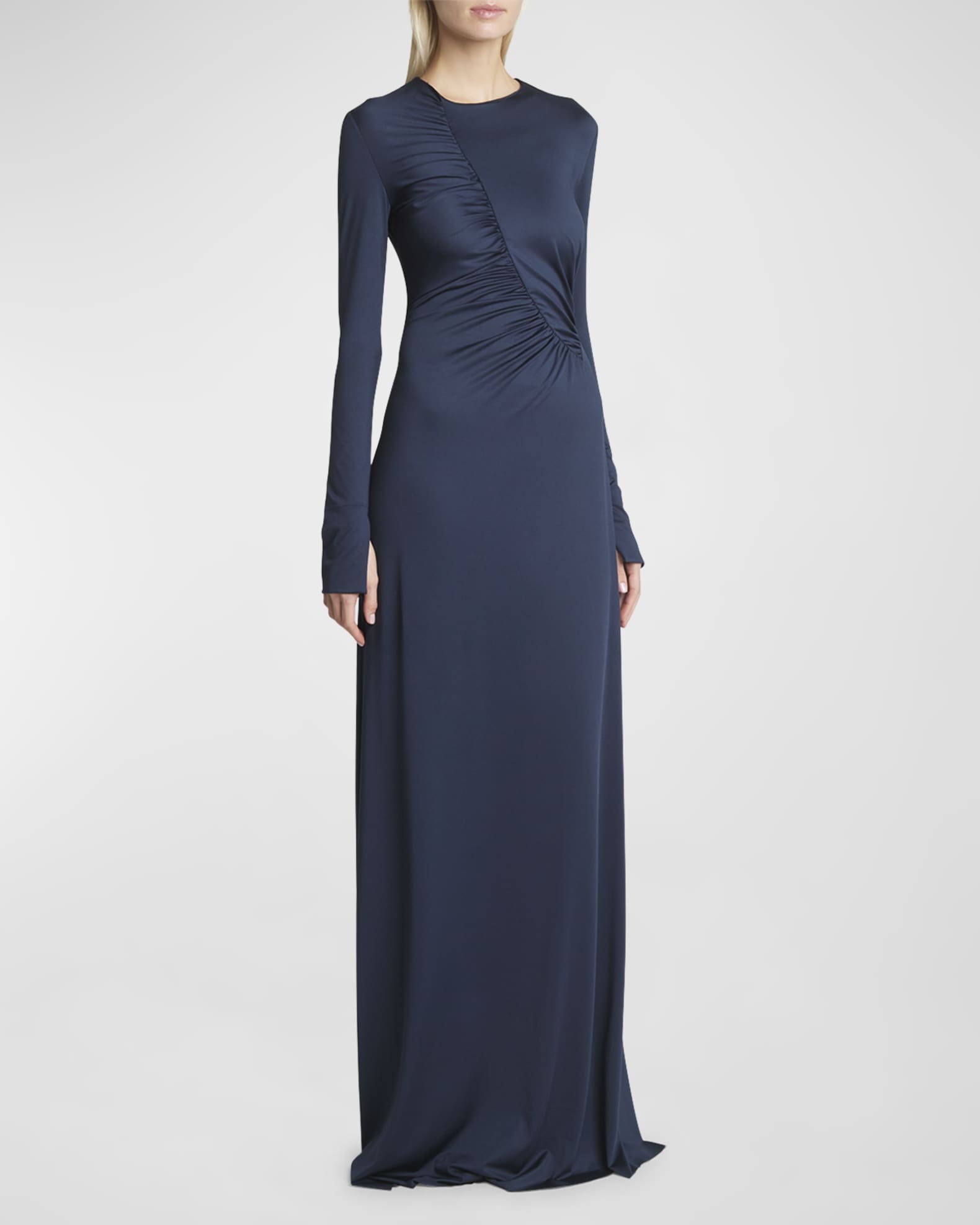 Victoria Beckham Ruched Detail Long-Sleeve Gown | Neiman Marcus