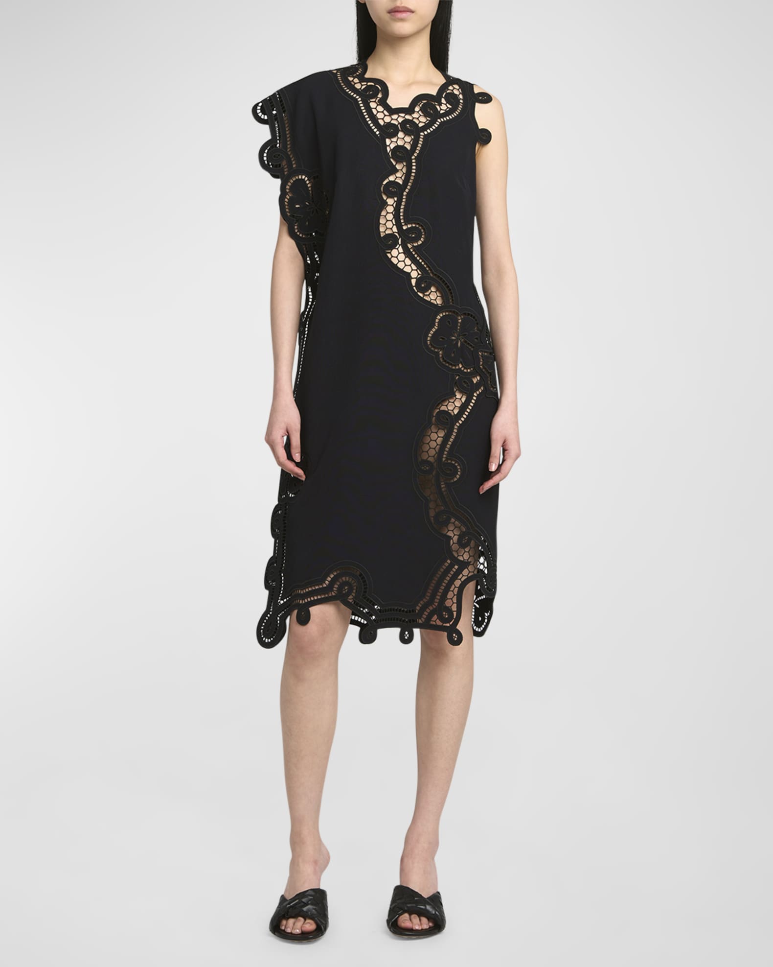 Bottega Veneta Floral Cutwork Embroidered Shift Dress | Neiman Marcus
