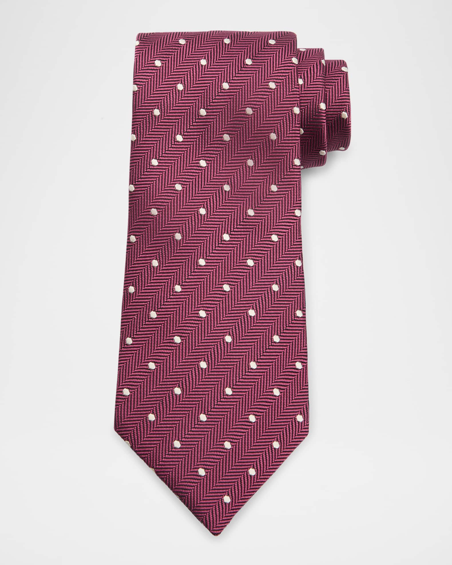 TOM FORD Men's Polka Dot Herringbone Silk Tie | Neiman Marcus