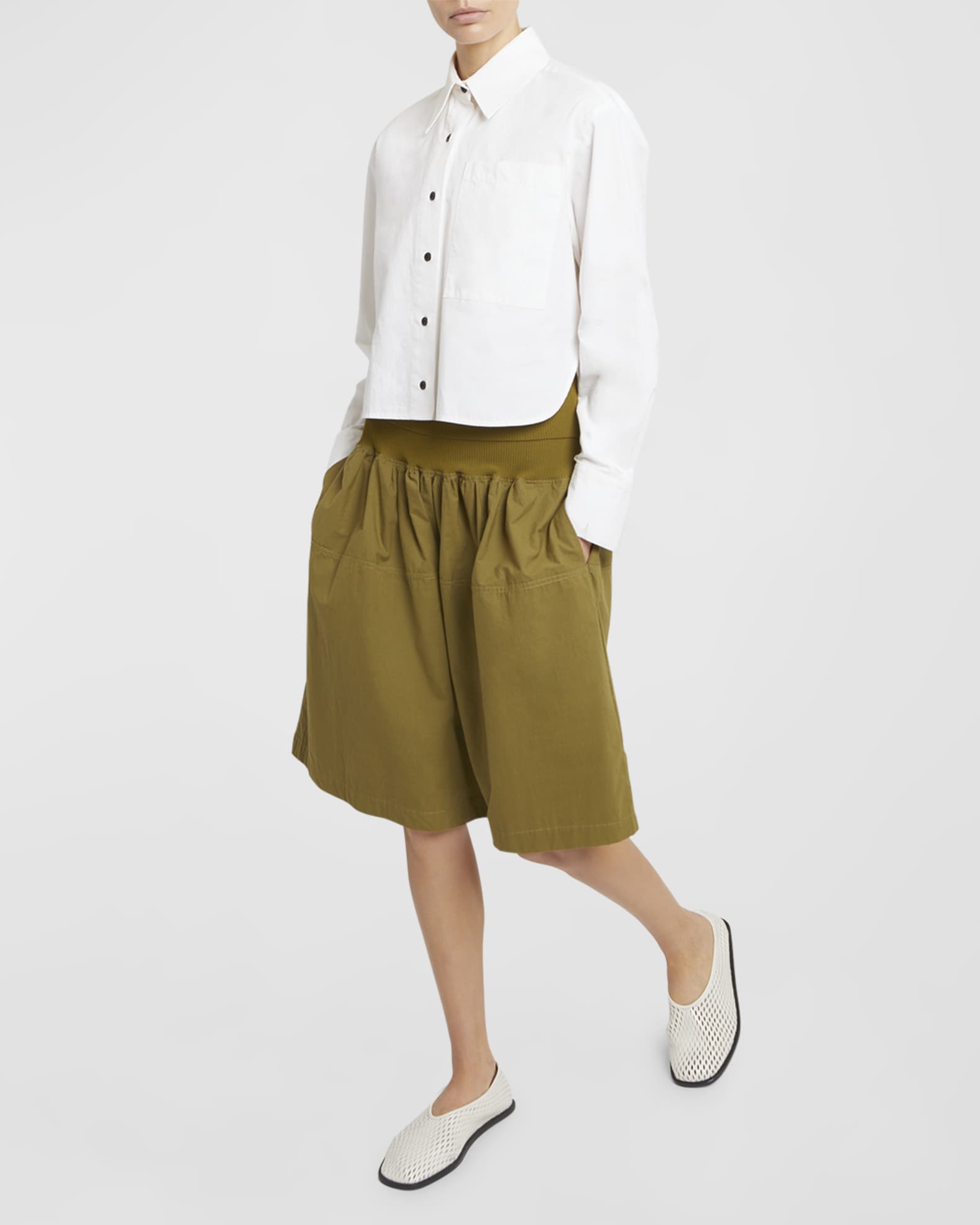 Proenza Schouler White Label Olive Pull-On Skirt | Neiman Marcus