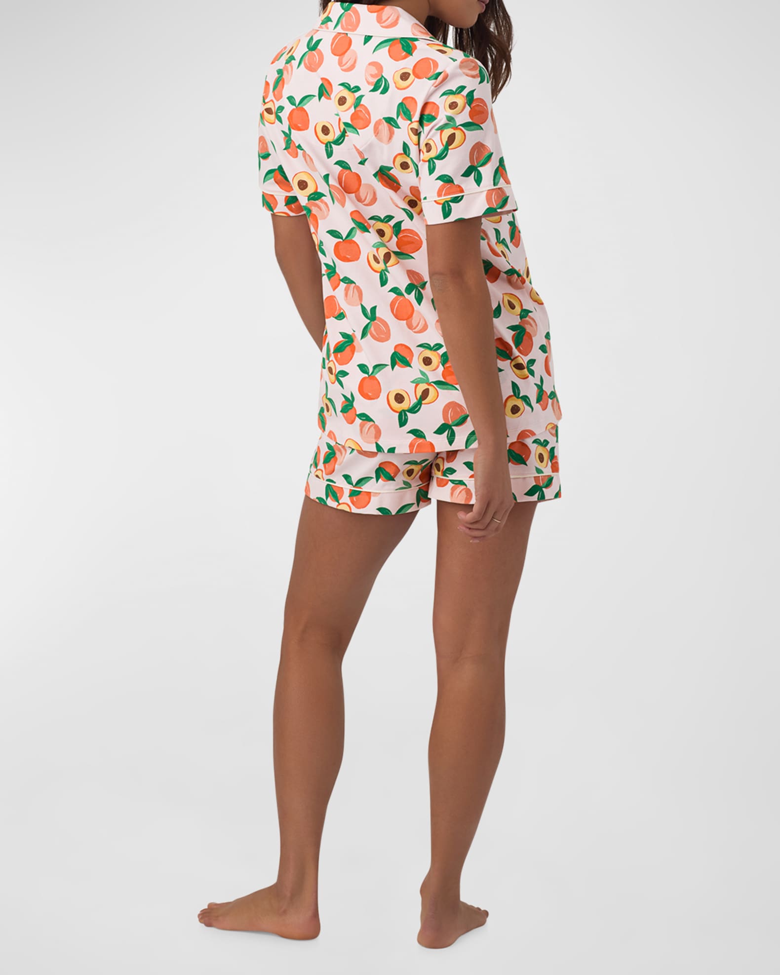 BedHead Pajamas Peach-Print Cotton Jersey Shorty Pajama Set | Neiman Marcus