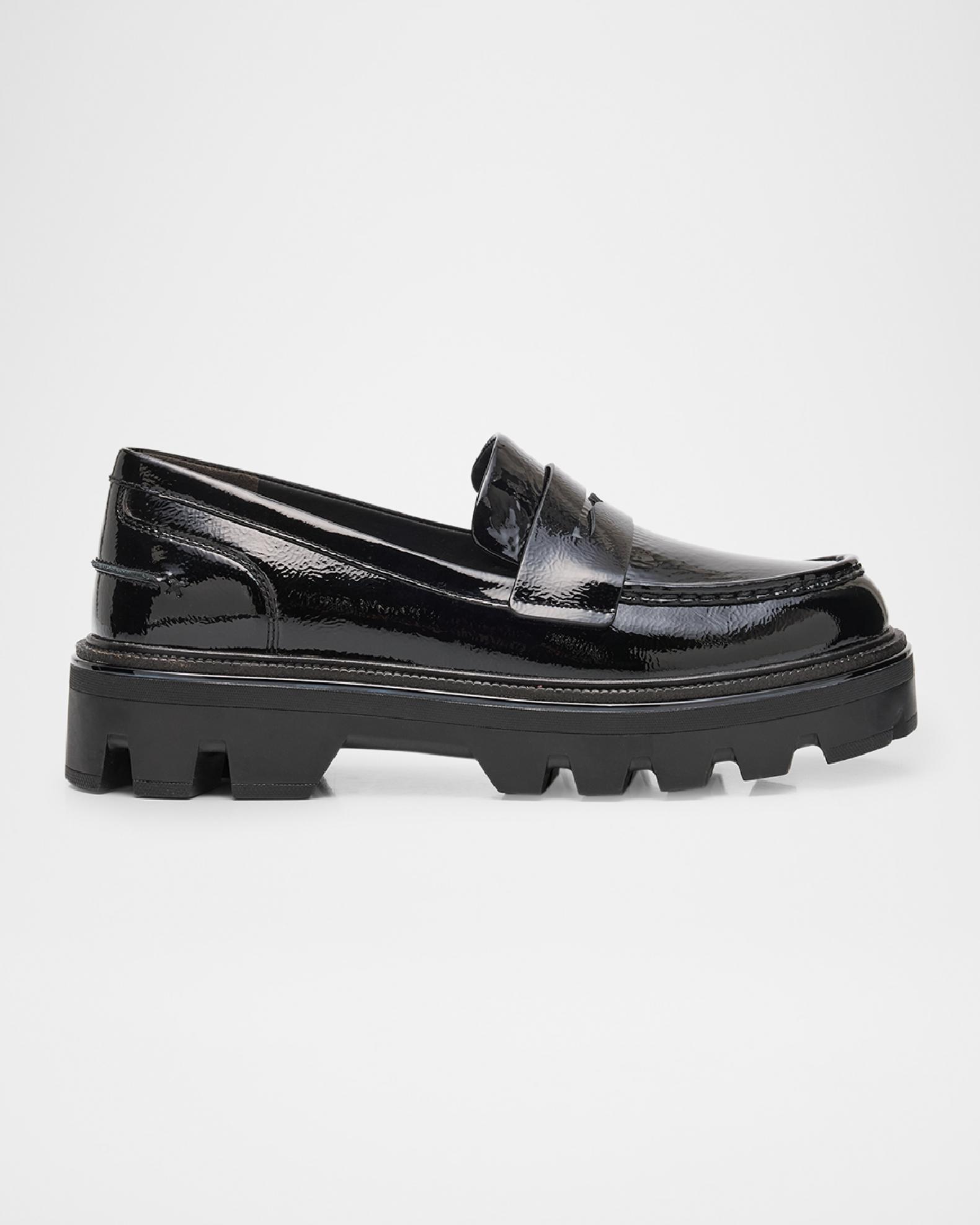 Rag & Bone Quinn Patent-Leather Lug-Sole Penny Loafers | Neiman Marcus