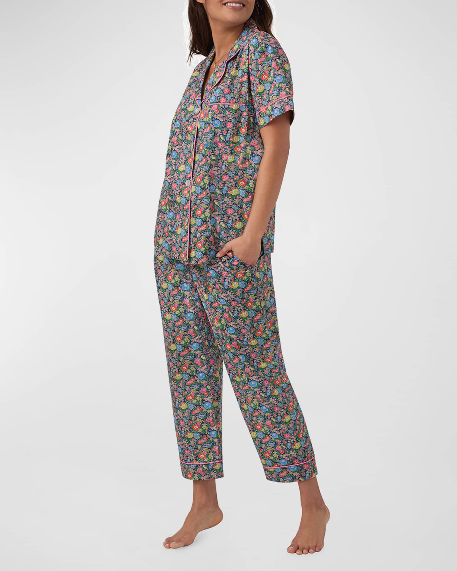 BedHead Pajamas Cropped Floral-Print Tana Lawn Pajama Set | Neiman Marcus