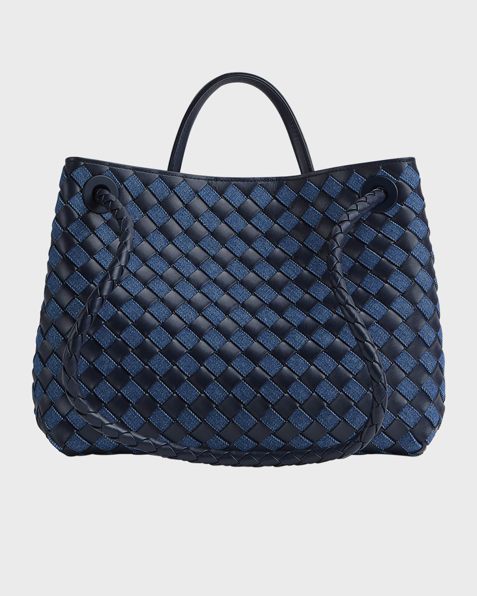 Bottega Veneta Andiamo Medium Denim Shoulder Bag | Neiman Marcus