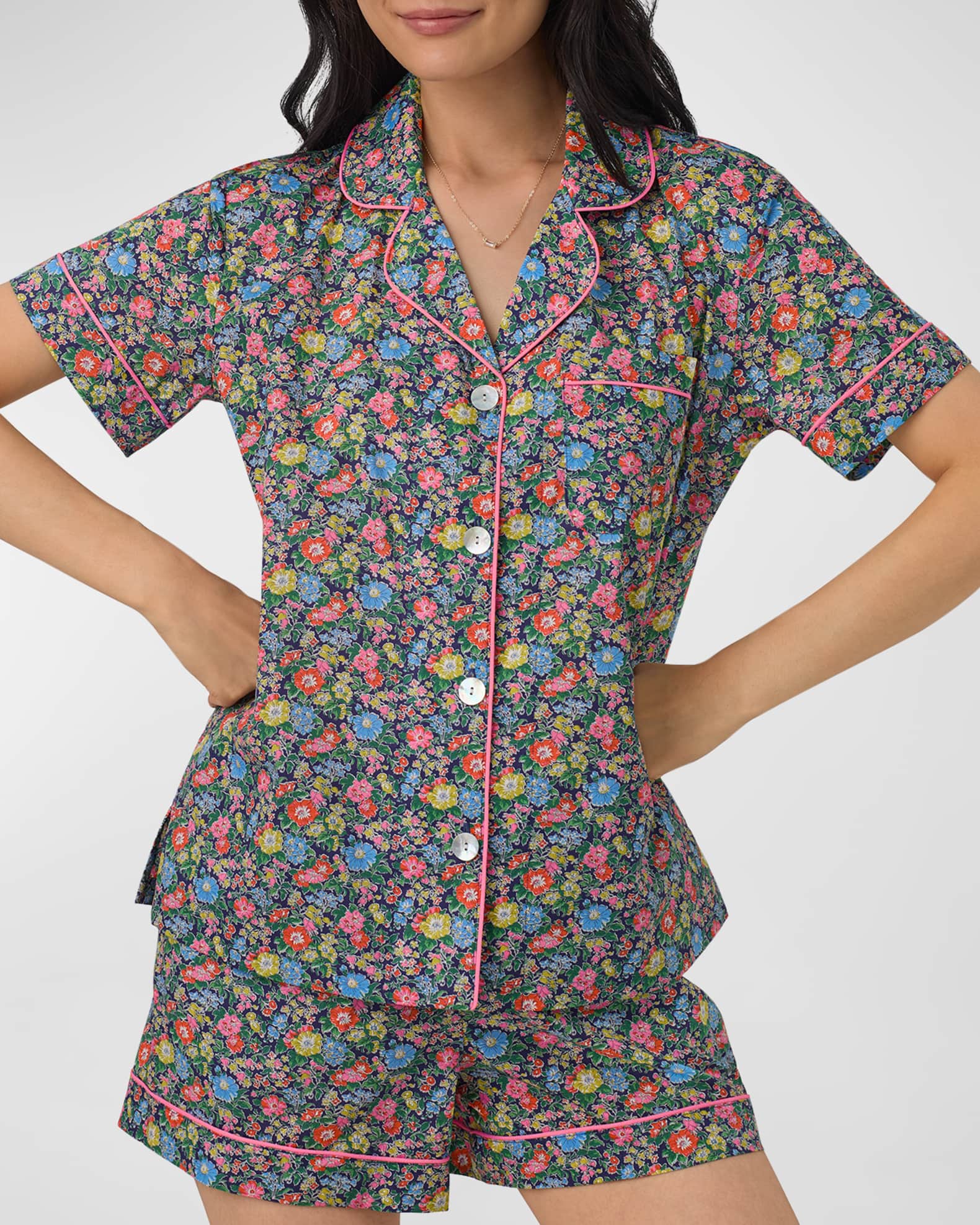 BedHead Pajamas Floral-Print Tana Lawn Shorty Pajama Set | Neiman Marcus