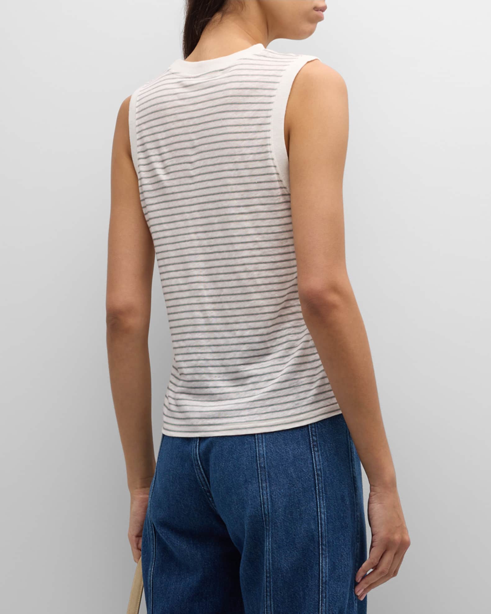 FRAME Stripe Crewneck Muscle Tee | Neiman Marcus