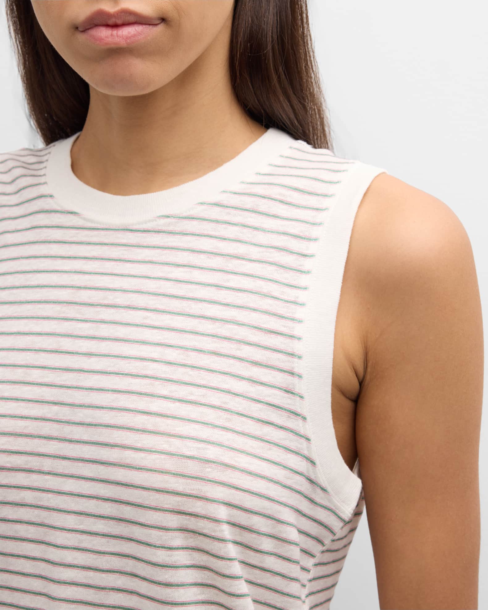 FRAME Stripe Crewneck Muscle Tee | Neiman Marcus