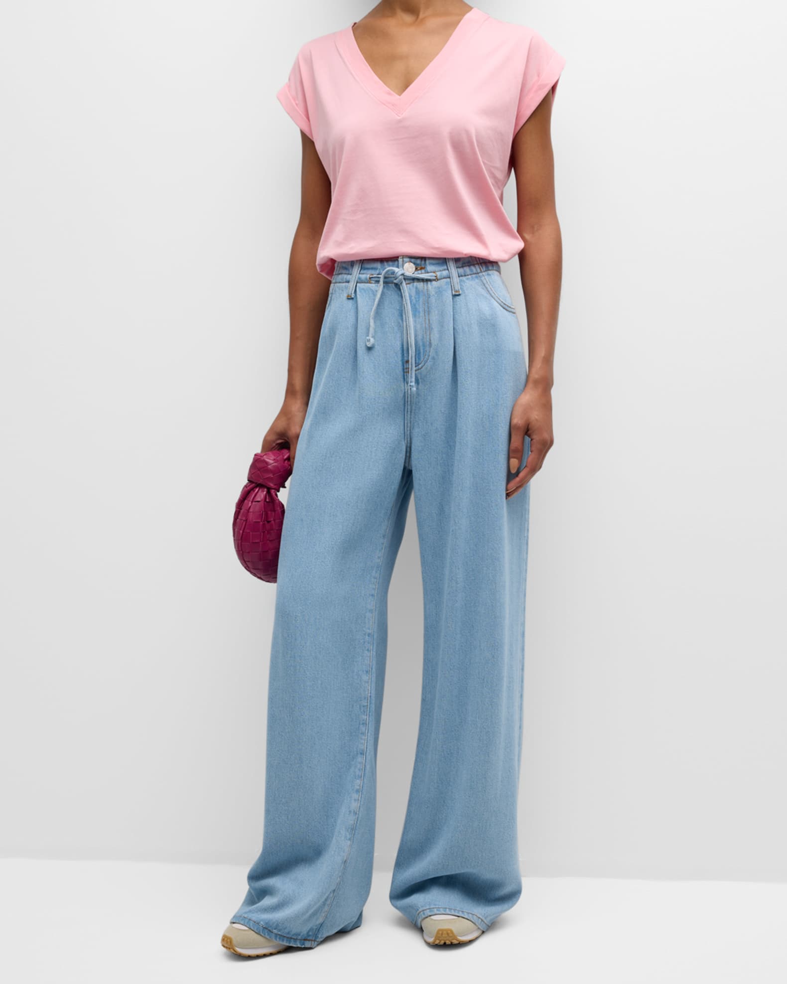 FRAME Super Drape Drawstring Wide-Leg Jeans | Neiman Marcus