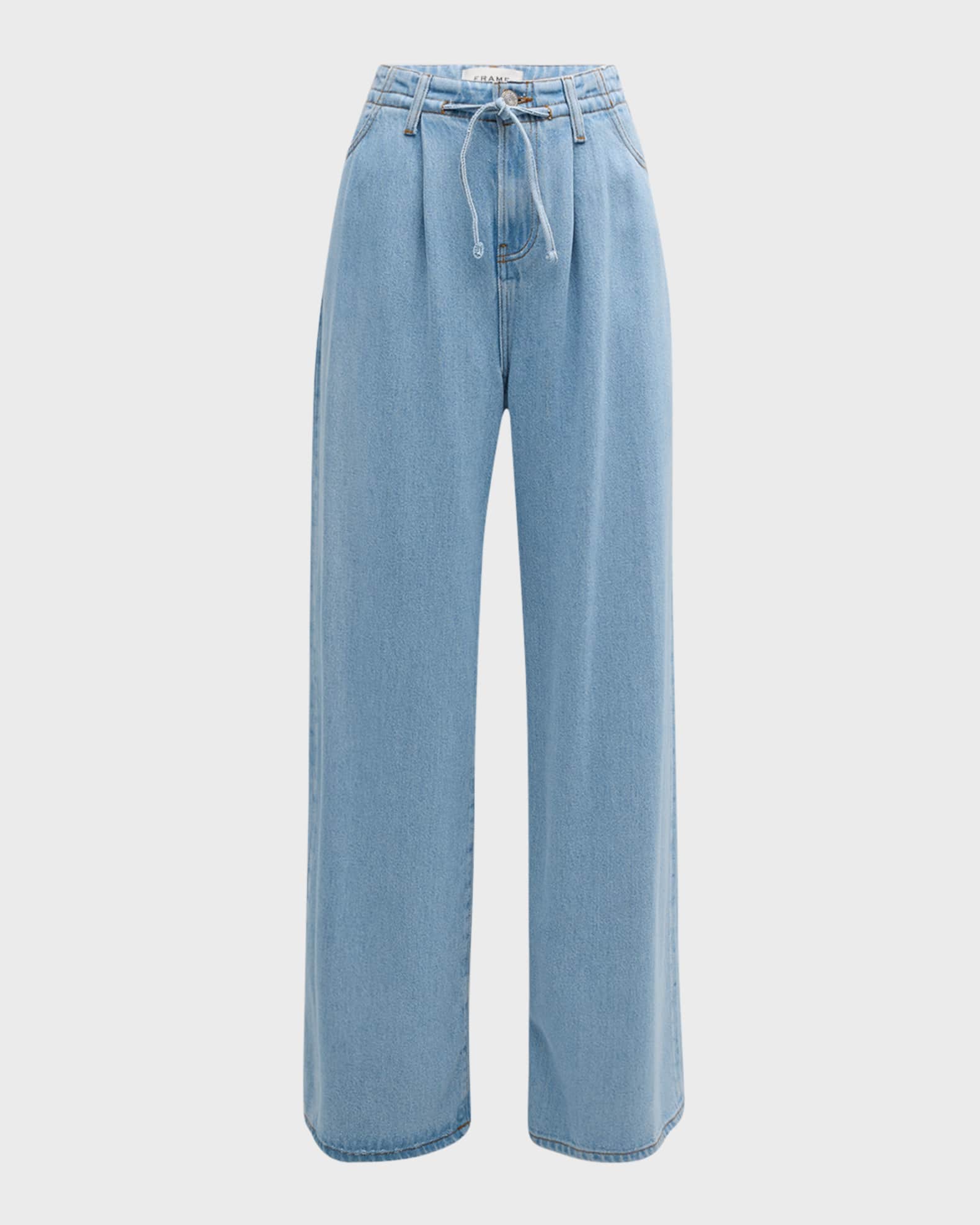 FRAME Super Drape Drawstring Wide-Leg Jeans | Neiman Marcus