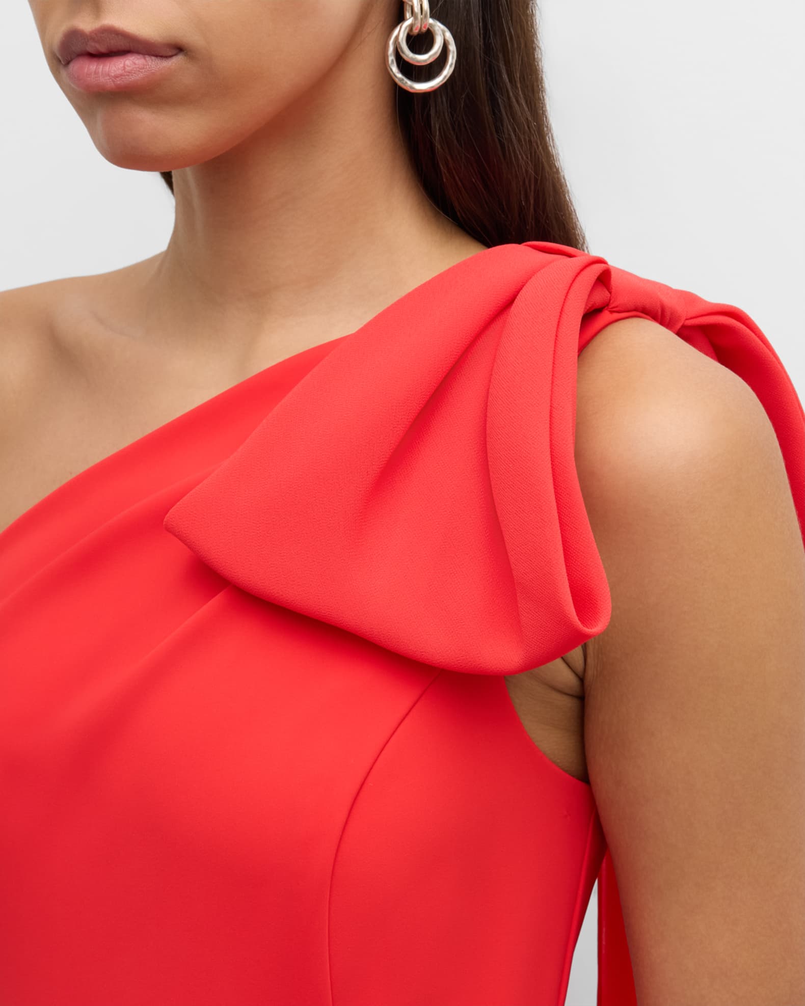 Rickie Freeman for Teri Jon One-Shoulder Draped Column Gown | Neiman Marcus