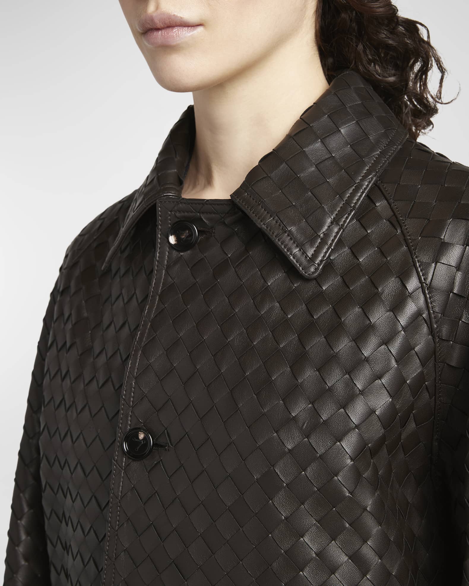 Bottega Veneta Intrecciato Leather Coat | Neiman Marcus
