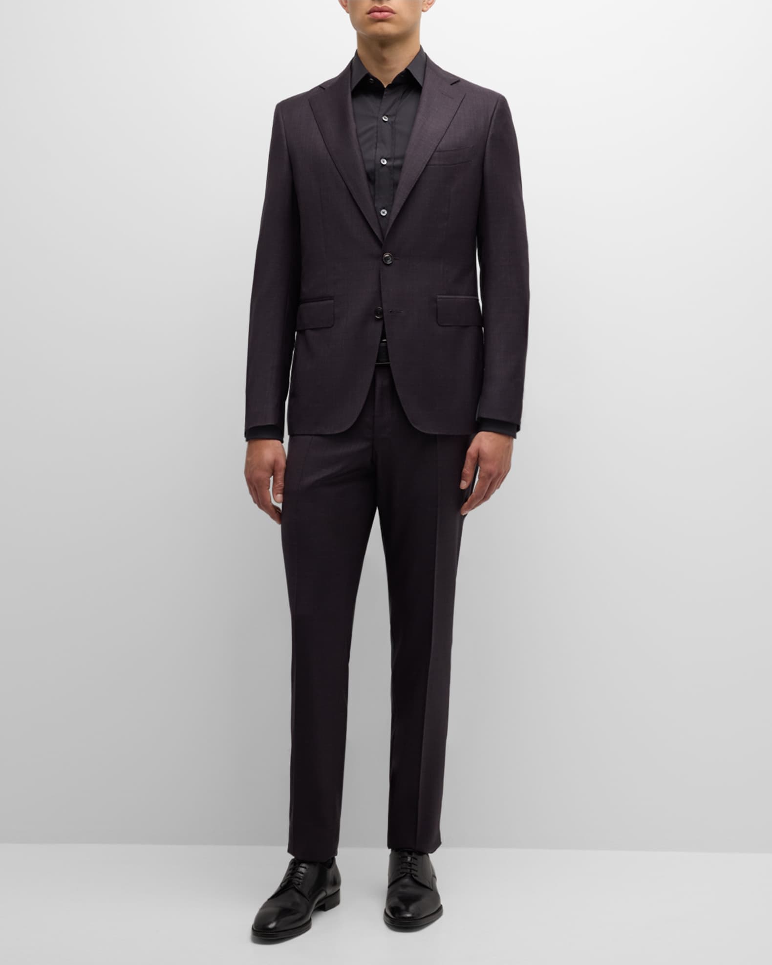 Canali Men's Tonal Check 130s Wool Suit | Neiman Marcus