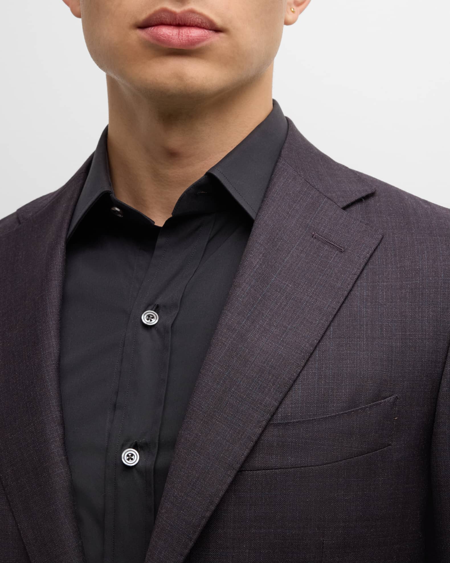 Canali Men's Tonal Check 130s Wool Suit | Neiman Marcus