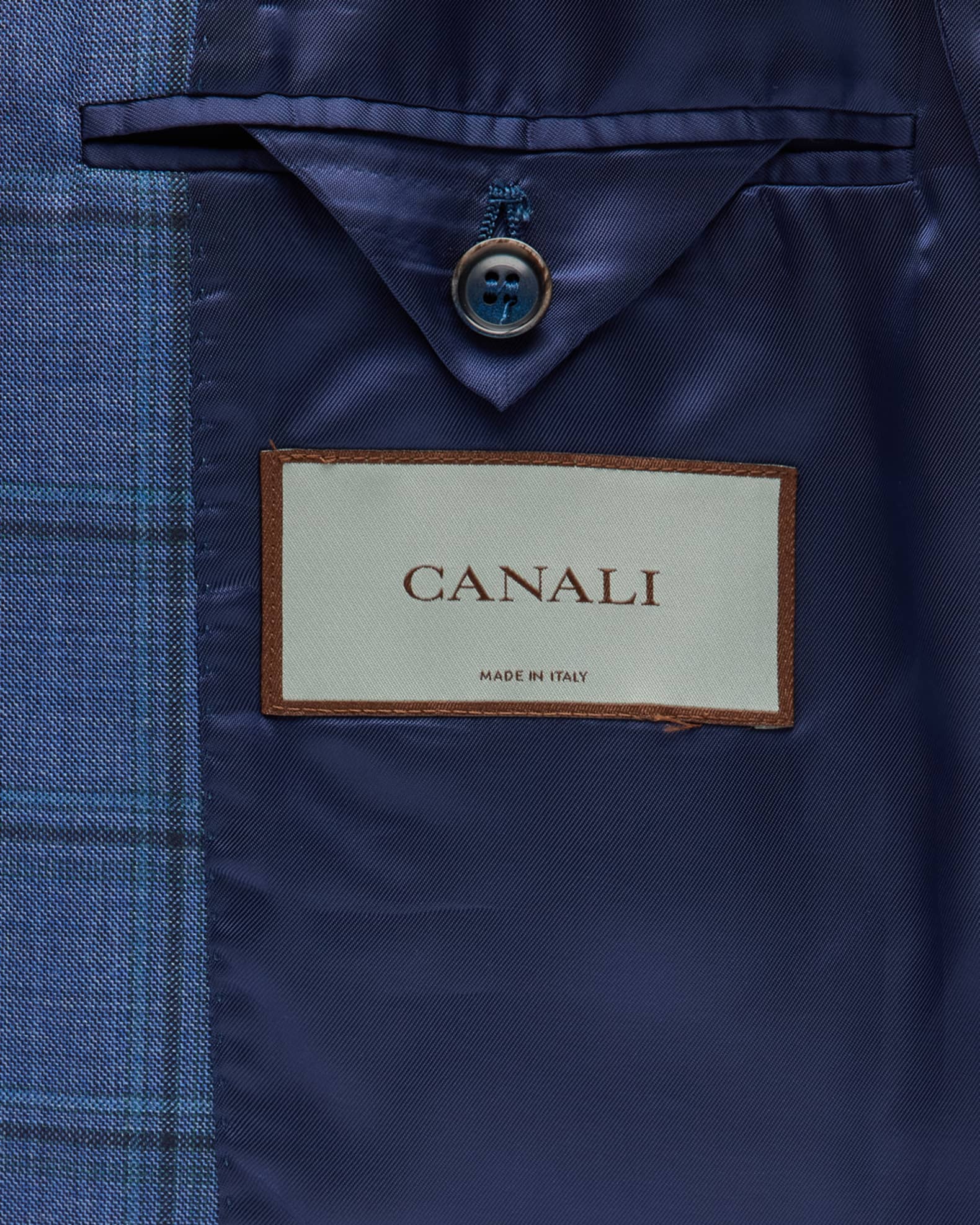 Canali Men's 130s Luxury Wool Windowpane Sport Coat | Neiman Marcus
