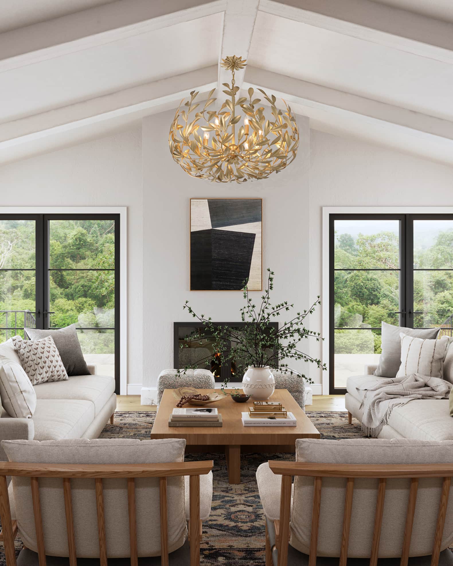 Crystorama Broche 27" 6-Light Inverted Pendant Chandelier | Neiman Marcus