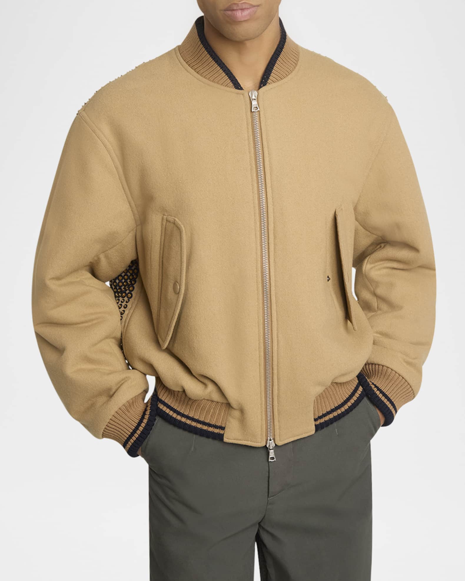 Dries Van Noten Men's Verso Tris Embellished Bomber Jacket | Neiman Marcus