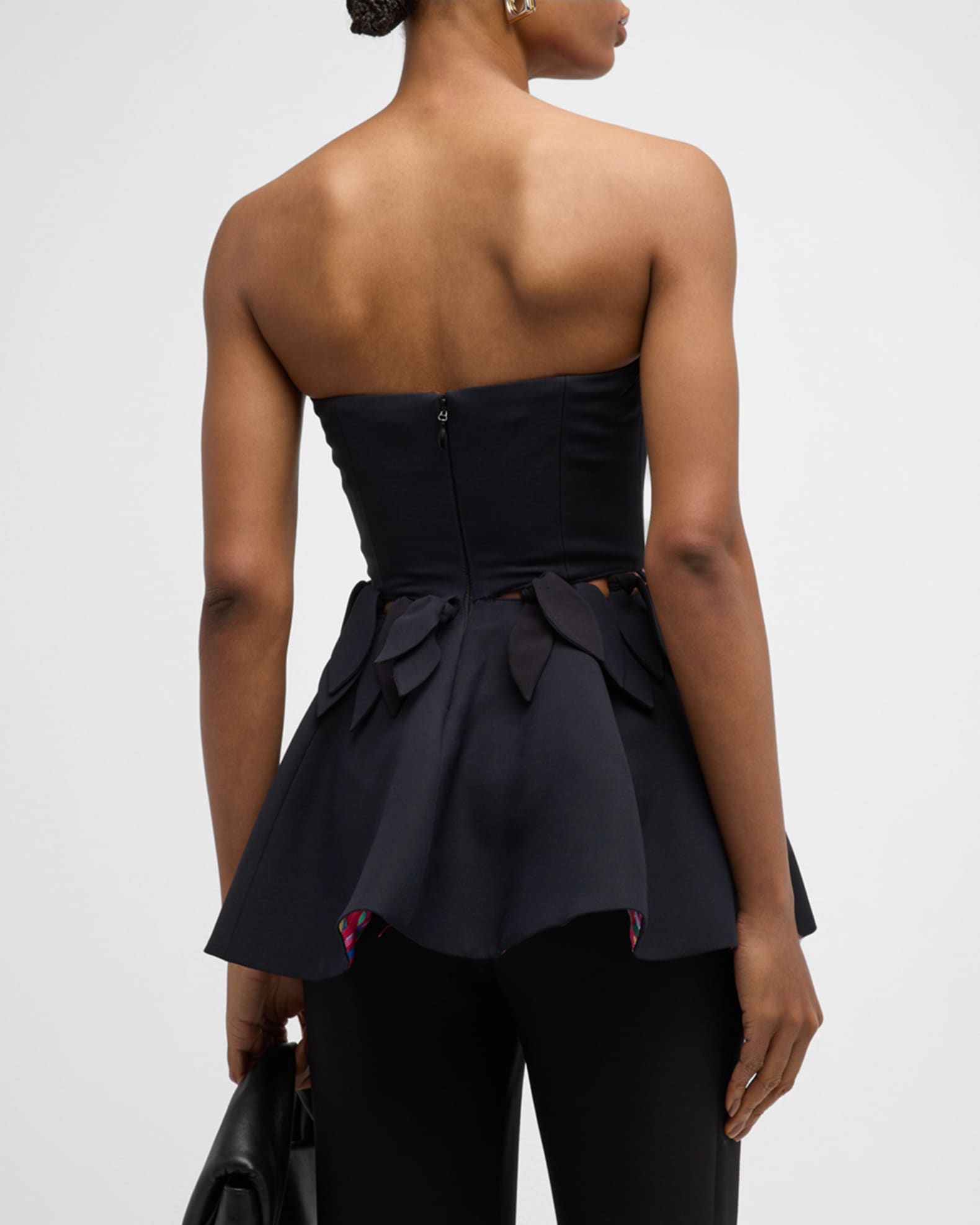 Jonathan Cohen Strapless Tie Peplum Bustier Top | Neiman Marcus