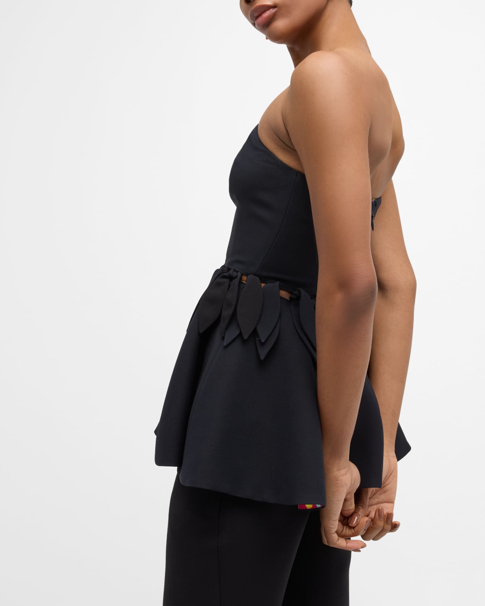 Jonathan Cohen Strapless Tie Peplum Bustier Top | Neiman Marcus