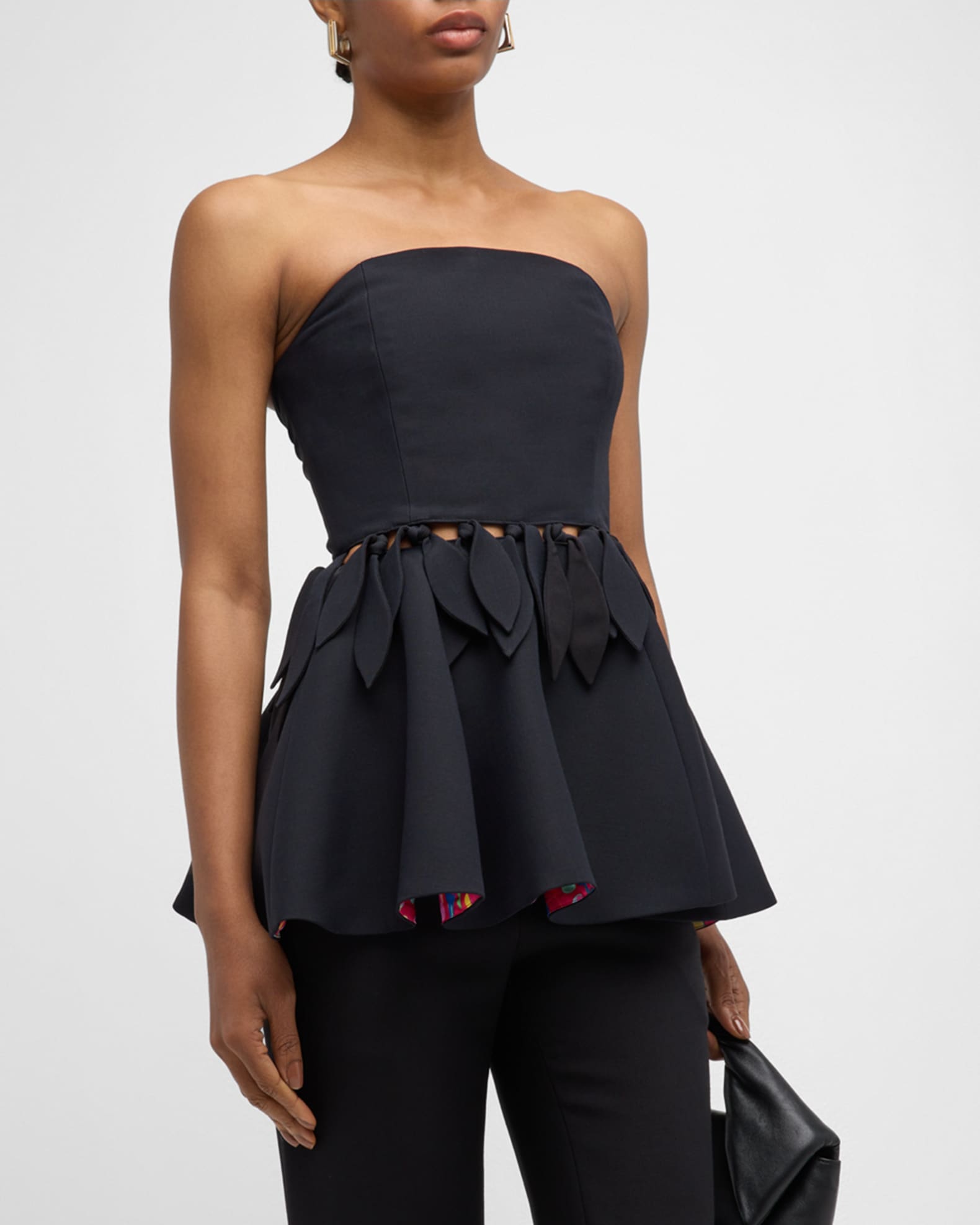 Jonathan Cohen Strapless Tie Peplum Bustier Top | Neiman Marcus