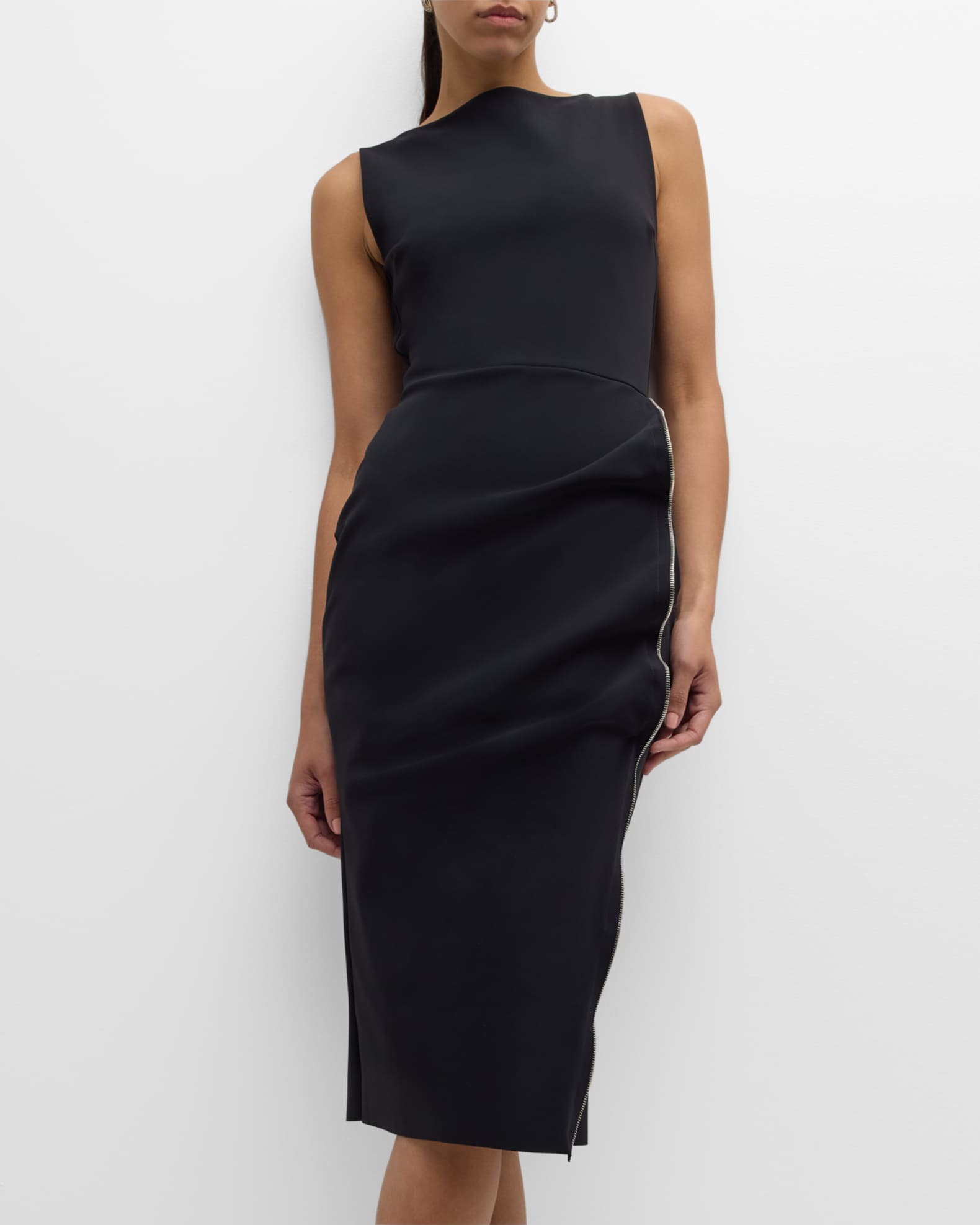 Chiara Boni La Petite Robe Ruffle Bateau-Neck Bodycon Dress | Neiman Marcus