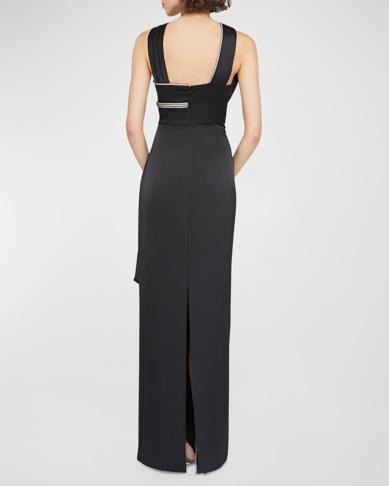 Theia Cressida Rhinestone-Trim Halter Column Gown | Neiman Marcus