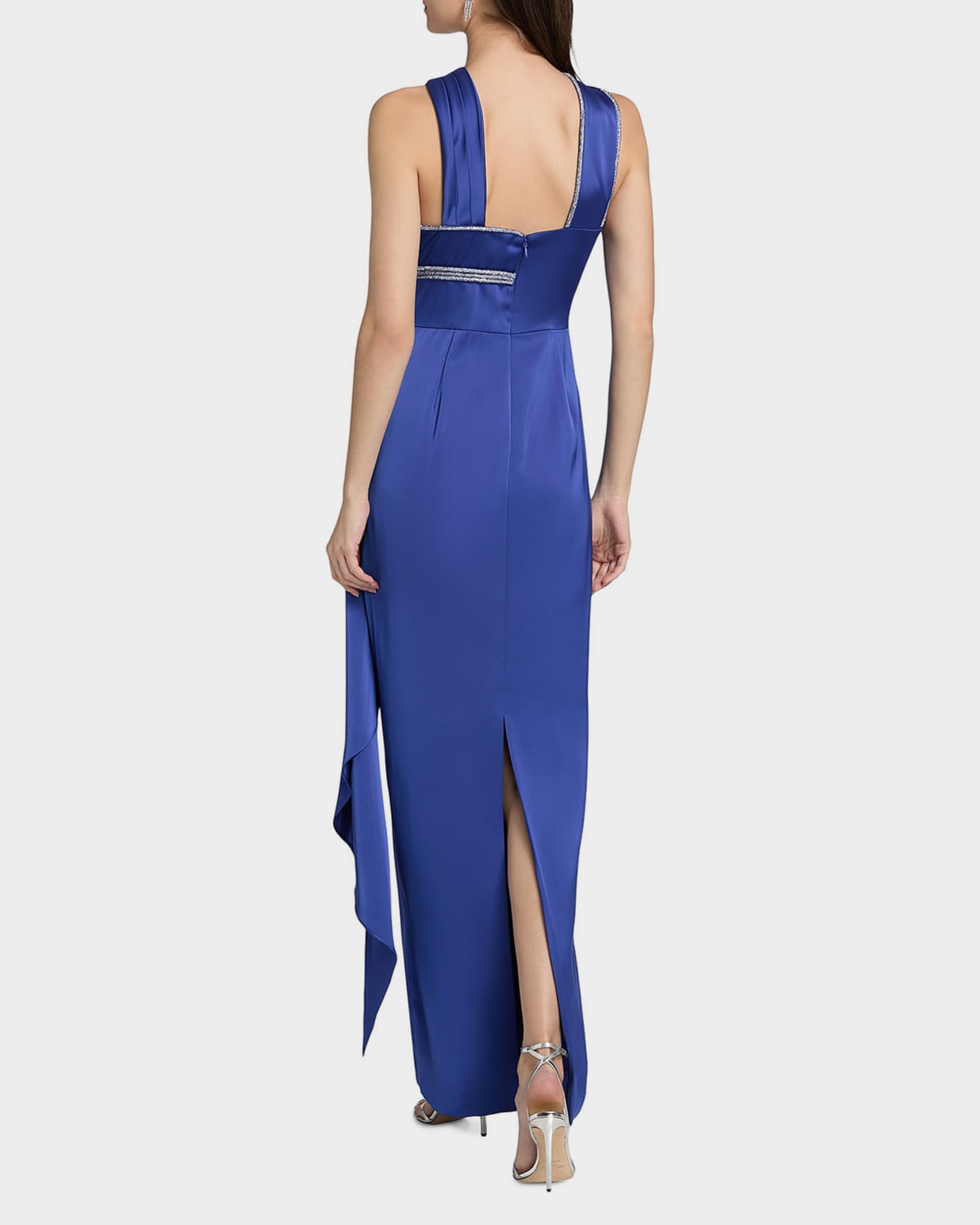 Theia Cressida Rhinestone-Trim Halter Column Gown | Neiman Marcus