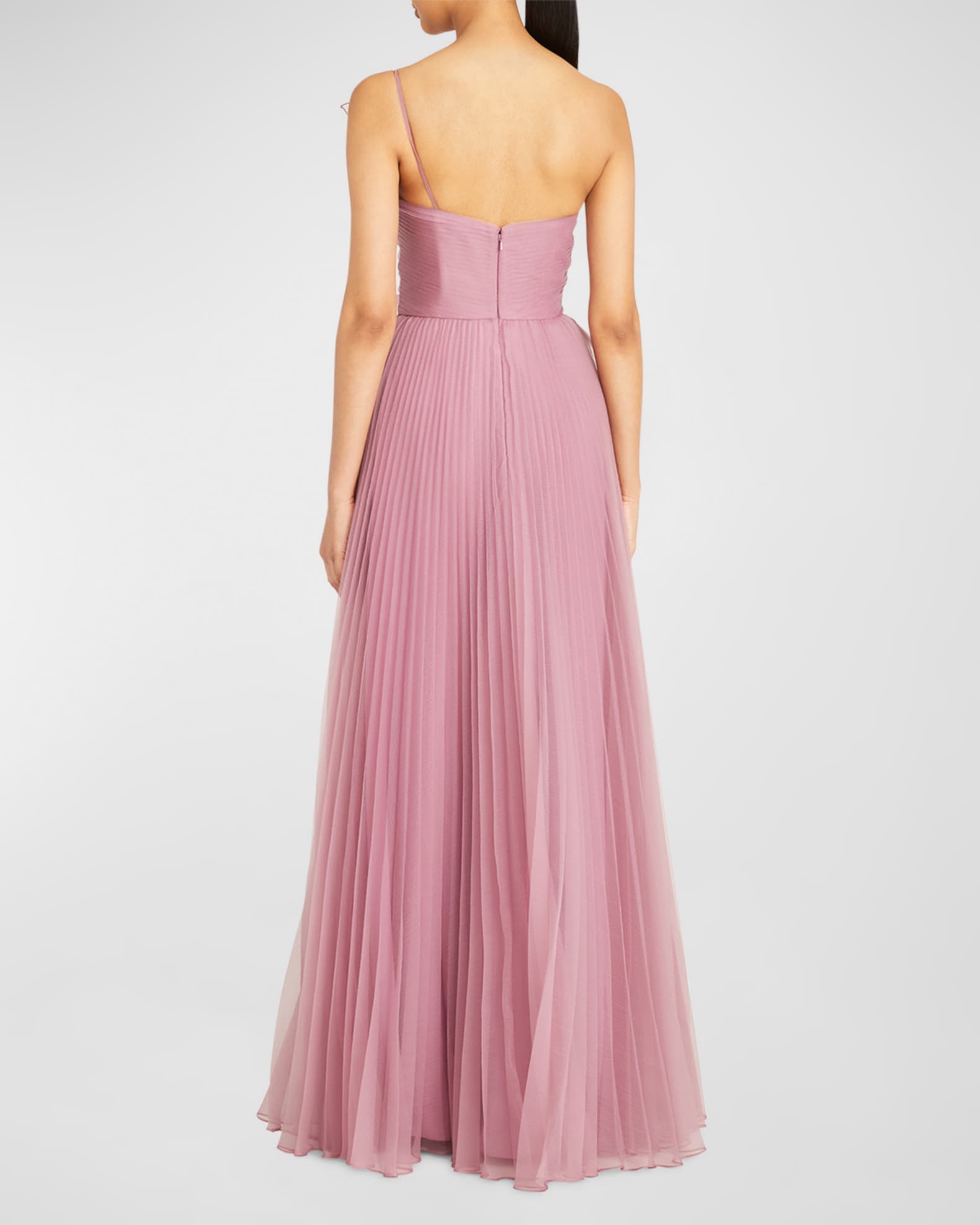 Theia Delphine Pleated Organza A-Line Gown | Neiman Marcus