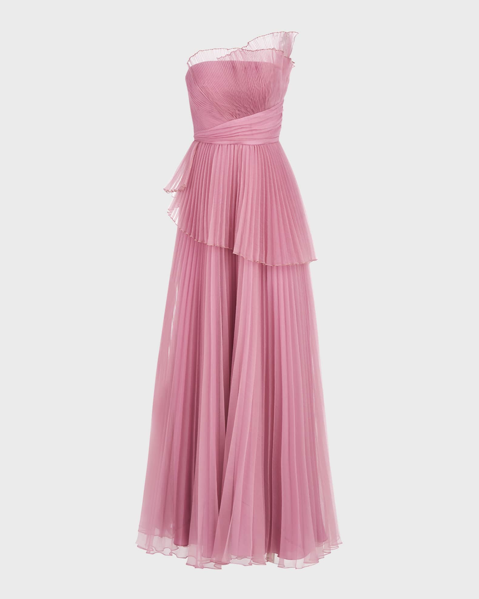 Theia Delphine Pleated Organza A-Line Gown | Neiman Marcus