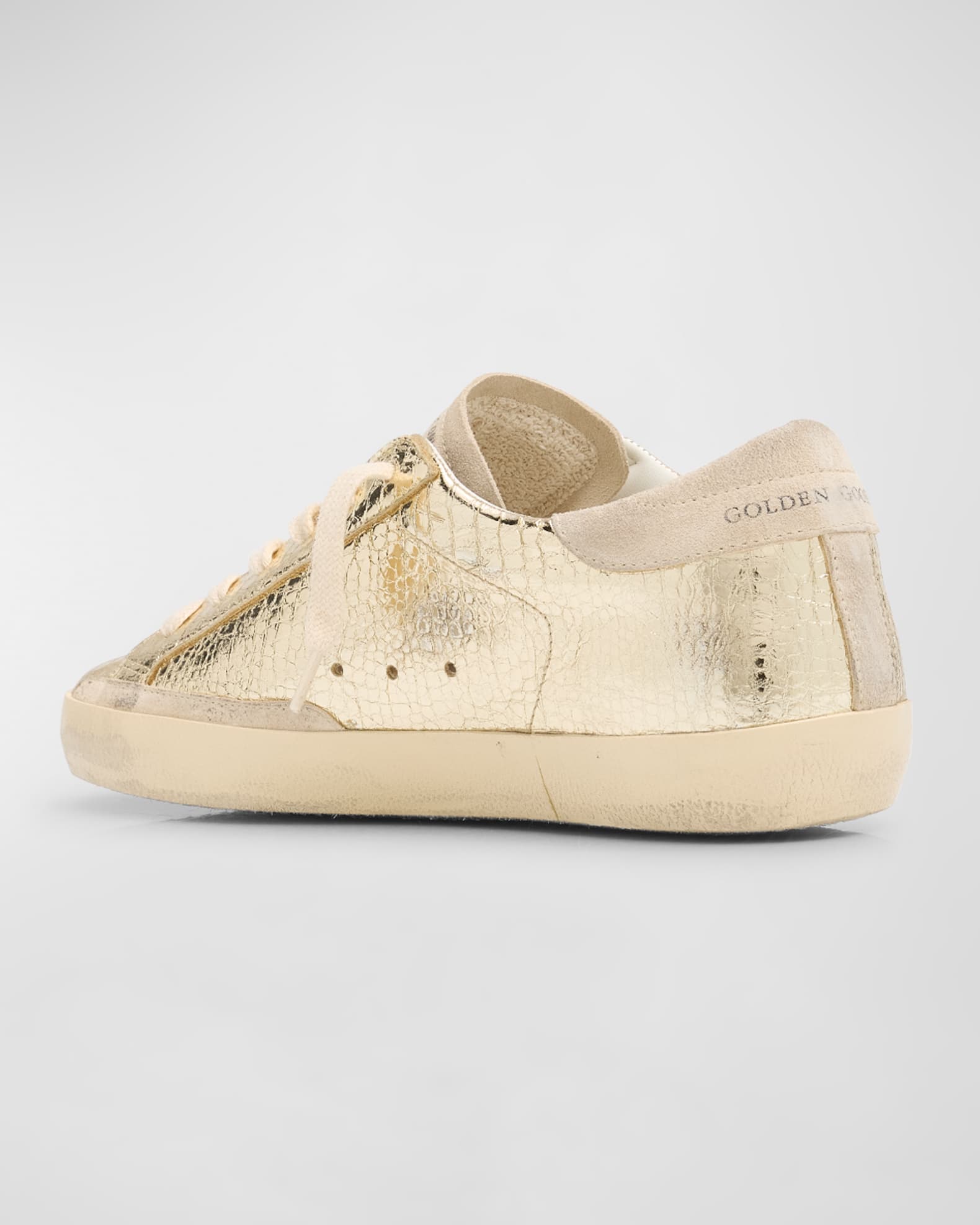 Golden Goose Super Star Croc-Printed Metallic Leather Golden Goose Super Star Croc-Printed Metallic Leather