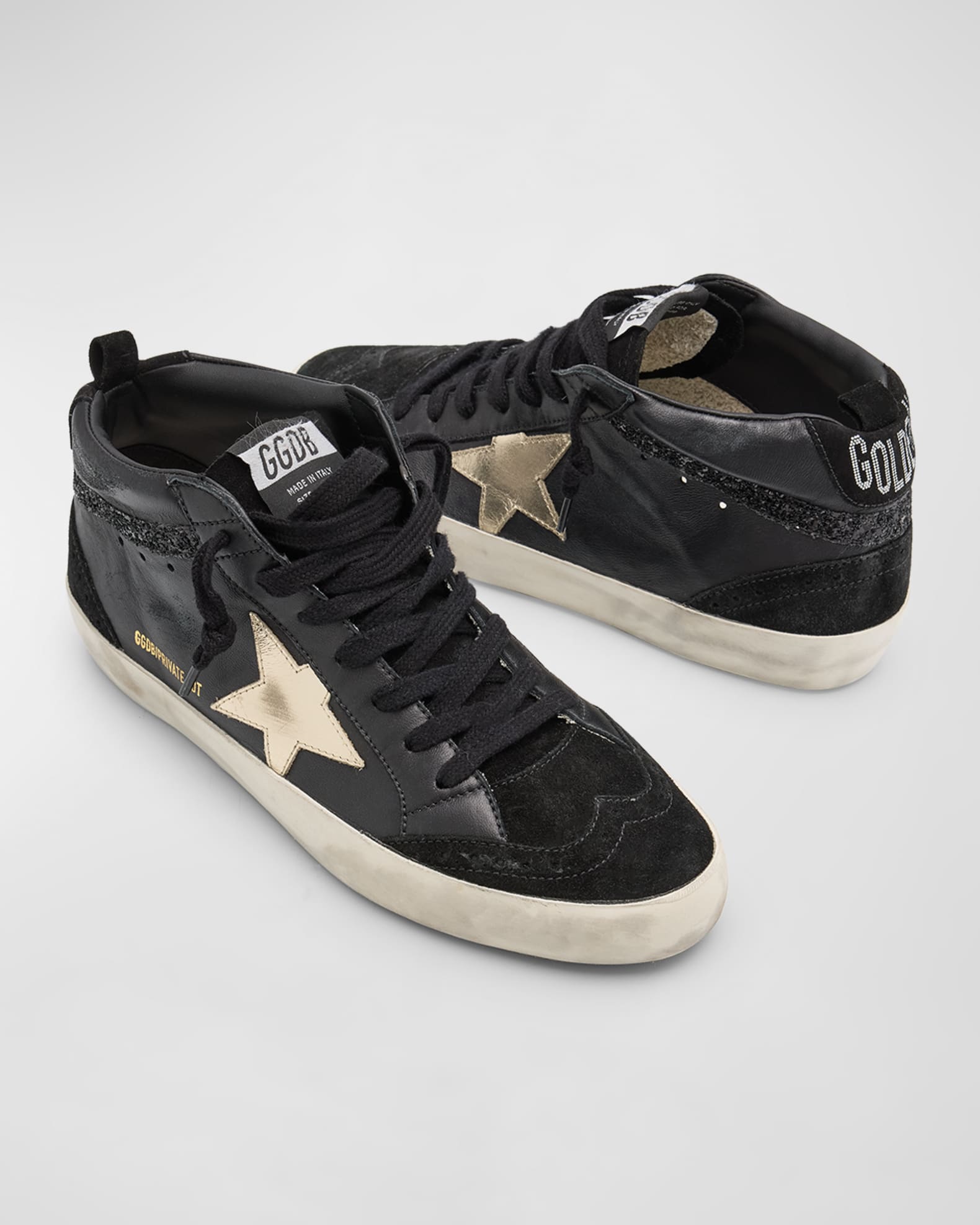 Golden Goose Mid Star Glitter Wave Leather Sneakers | Neiman Marcus