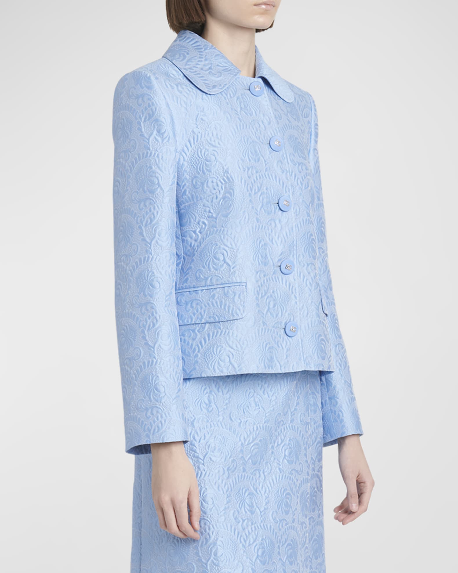 Dolce&Gabbana Floral Jacquard Matelasse Single-Breasted Boxy Jacket ...