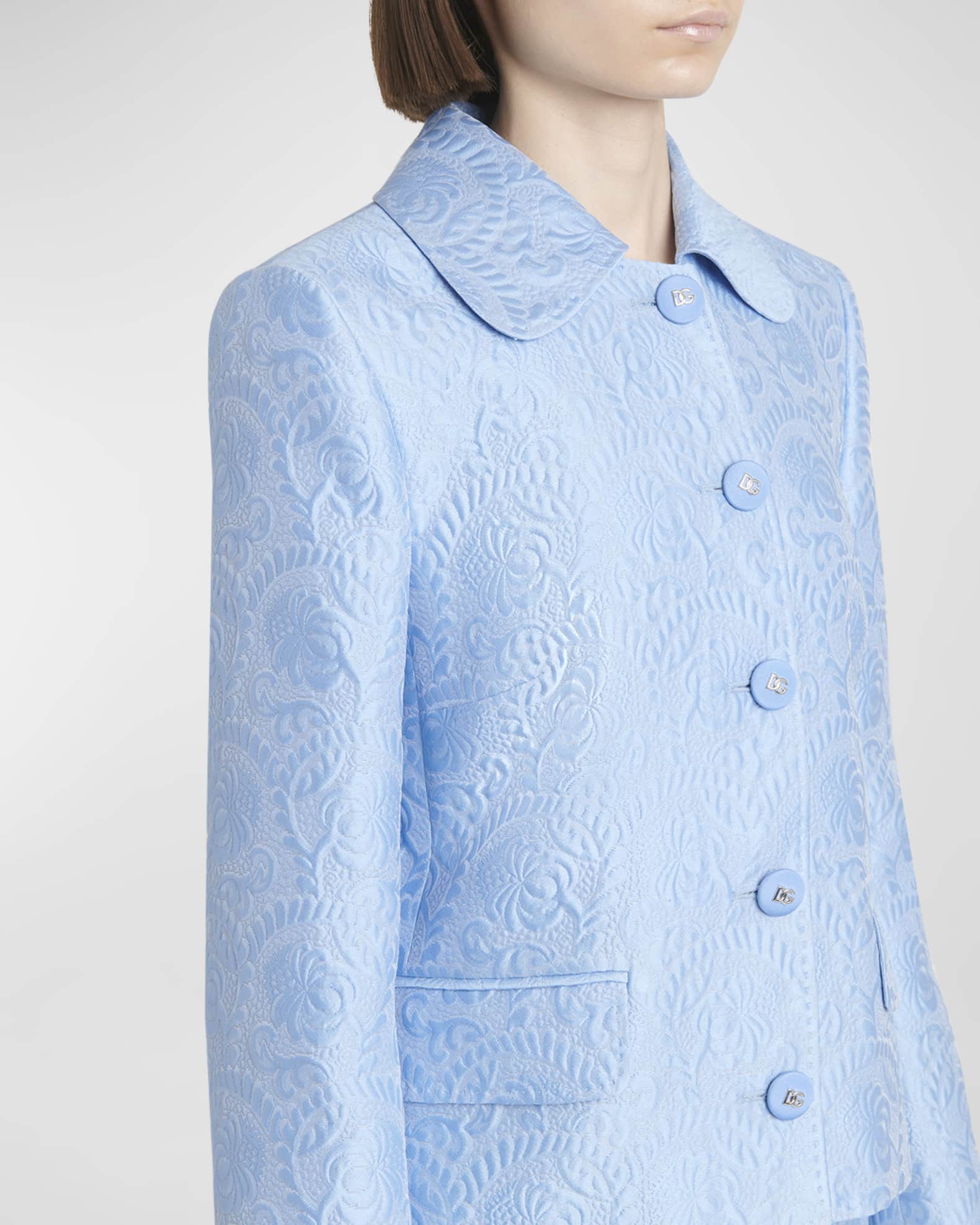 Dolce&Gabbana Floral Jacquard Matelasse Single-Breasted Boxy Jacket ...