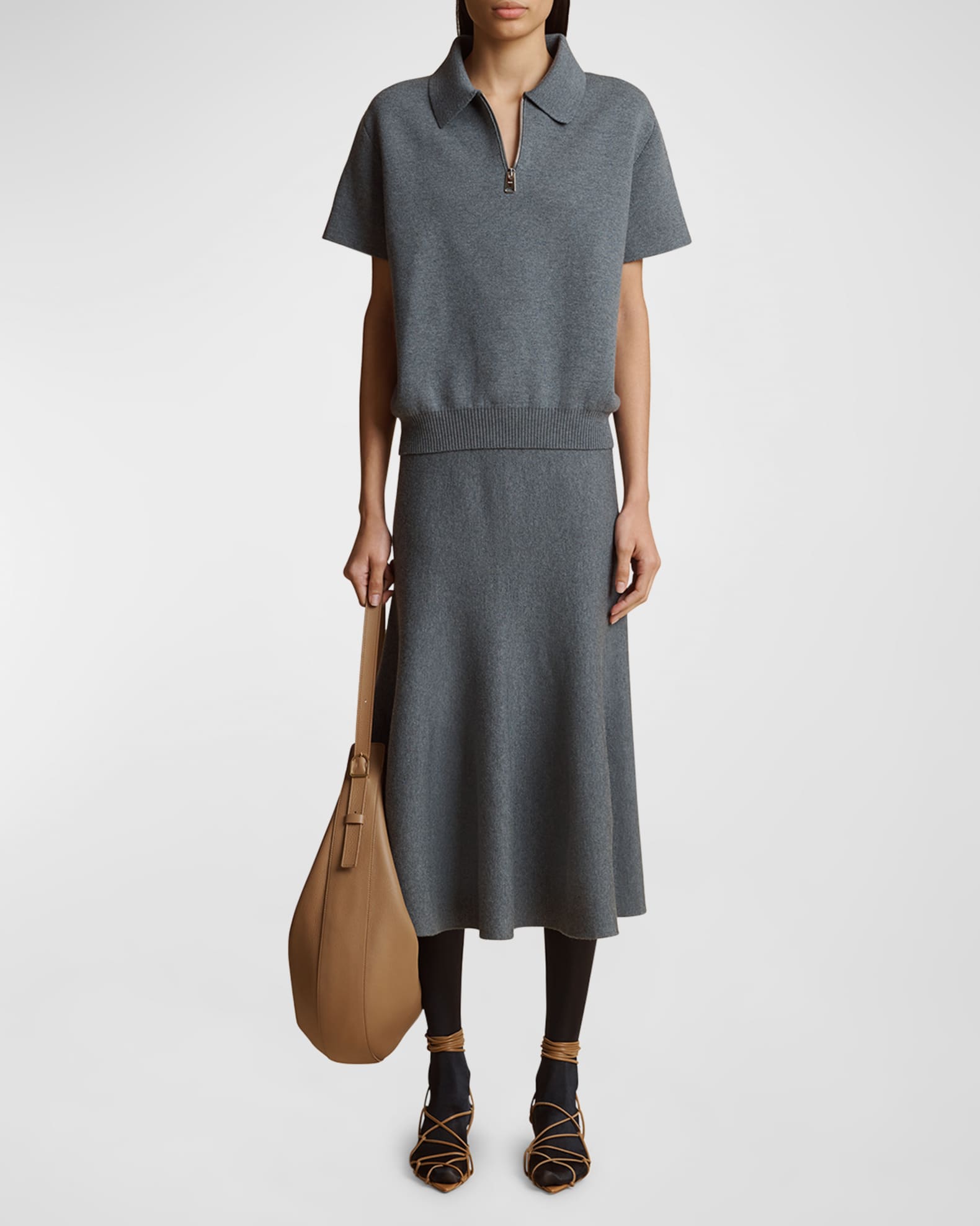 Khaite Odil Wool-Blend Midi Skirt | Neiman Marcus
