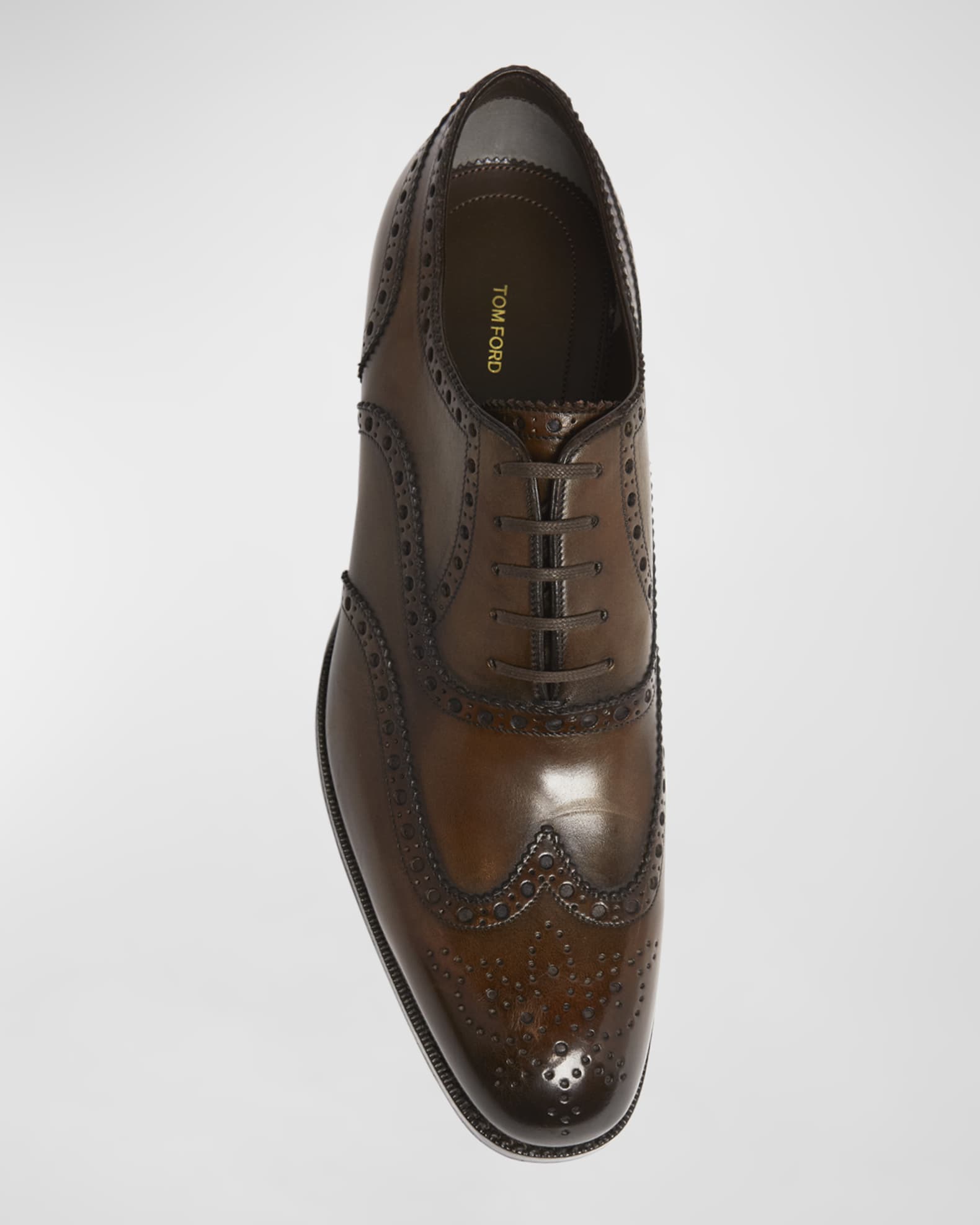 TOM FORD Men's Edgar Leather Wingtip Brogue Derby Shoes | Neiman Marcus