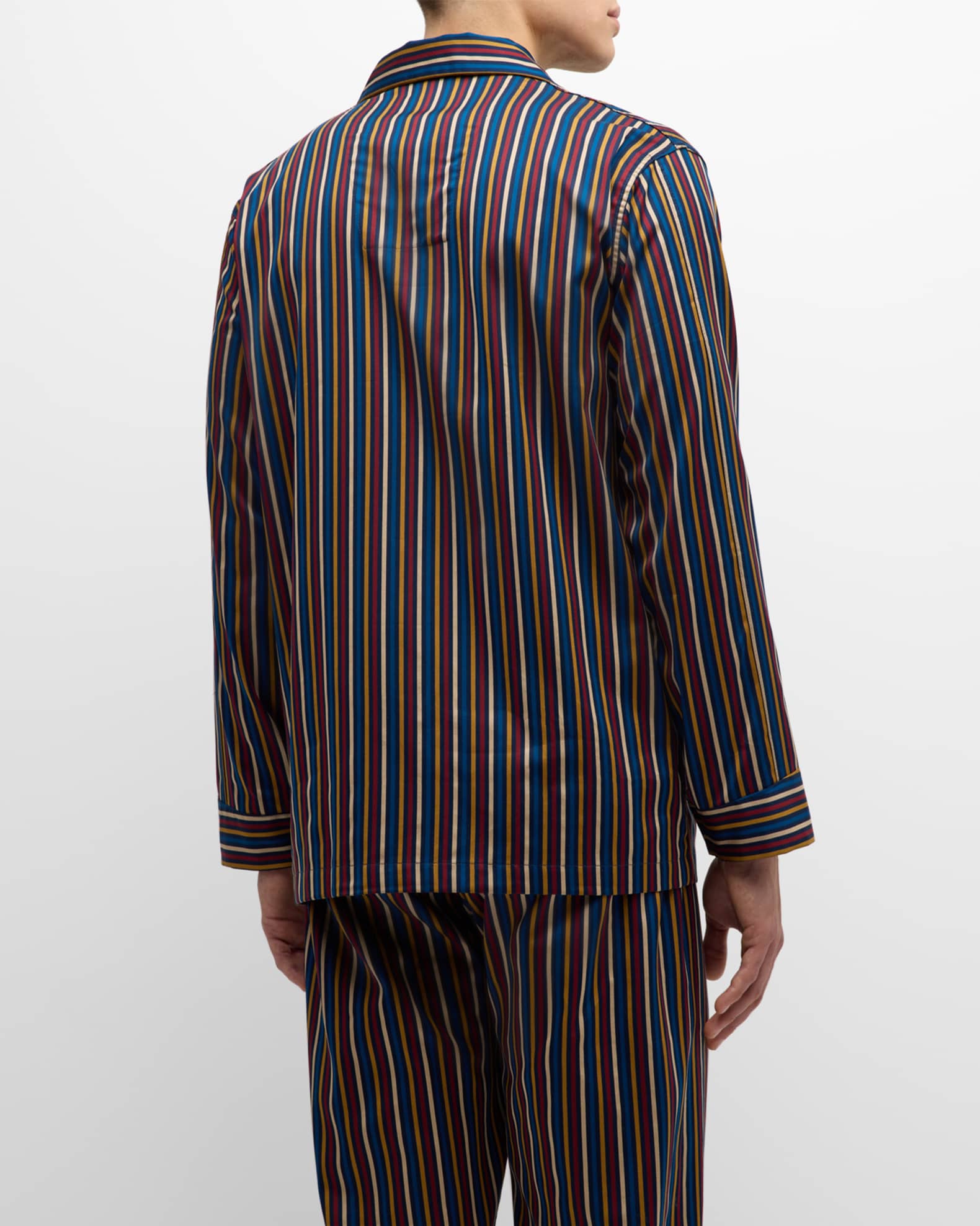 Derek Rose Men's Wellington Striped Cotton Pajama Set | Neiman Marcus