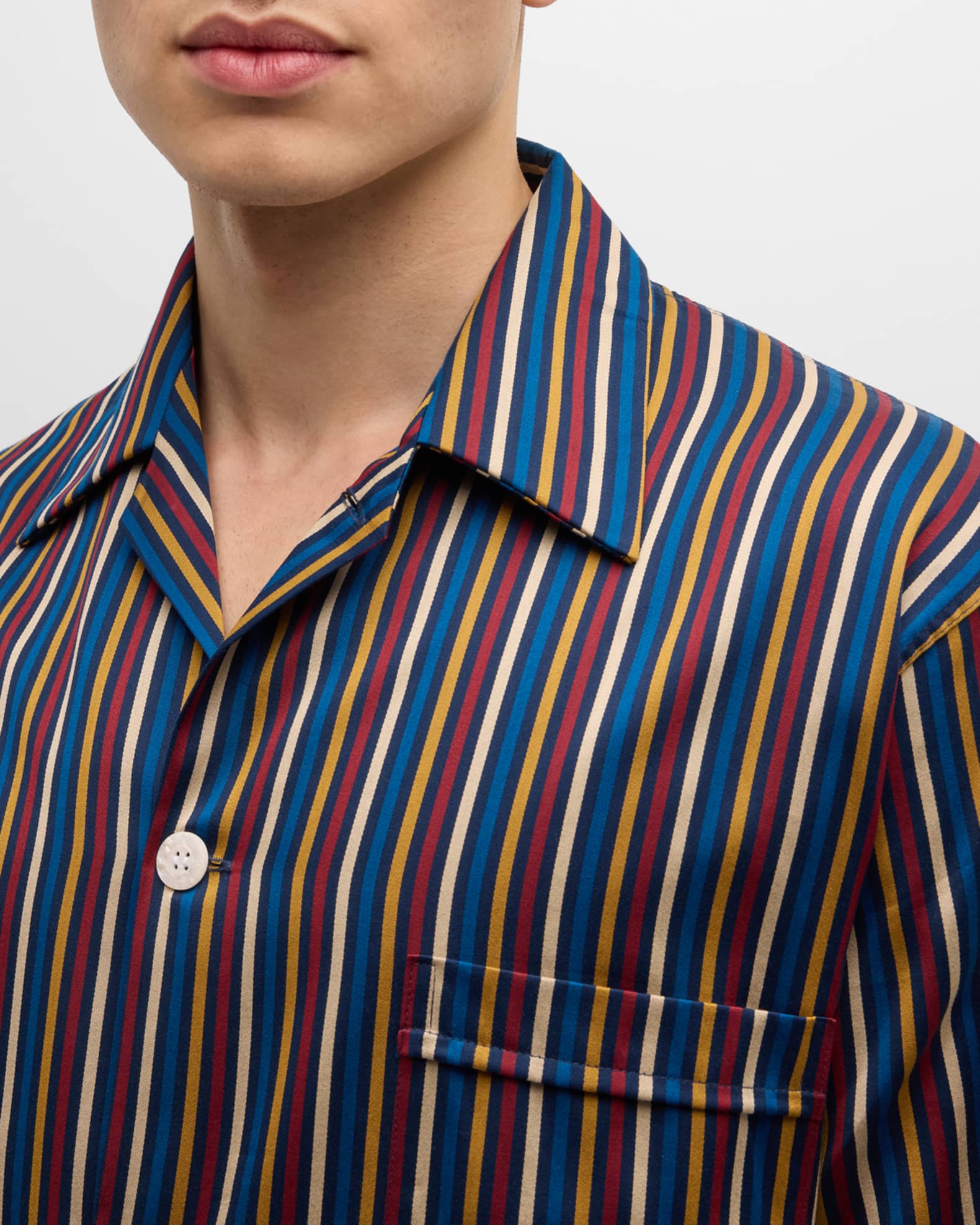 Derek Rose Men's Wellington Striped Cotton Pajama Set | Neiman Marcus
