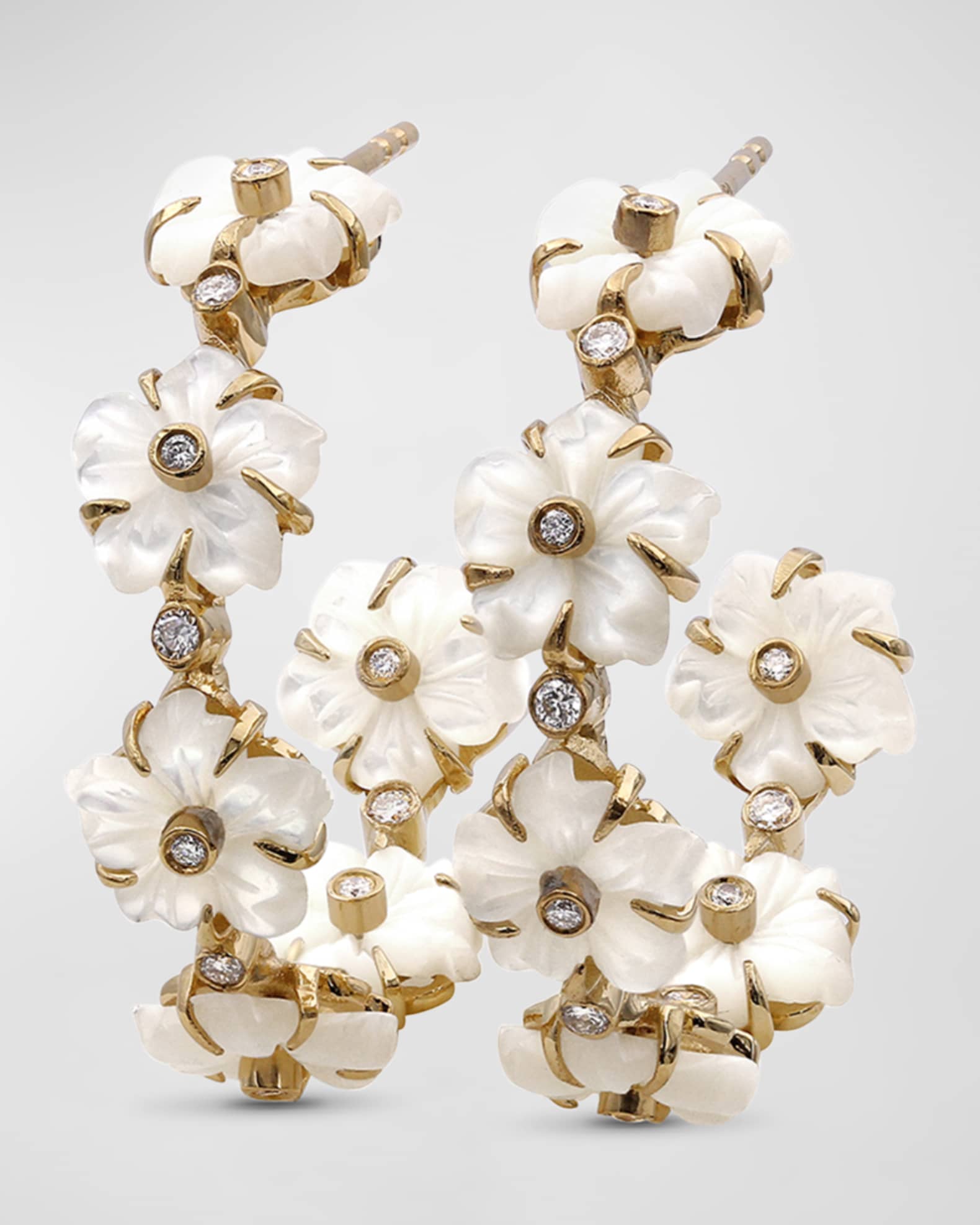 Stephen Dweck White Mother of Pearl and White Diamond Hoop Earrings in ...