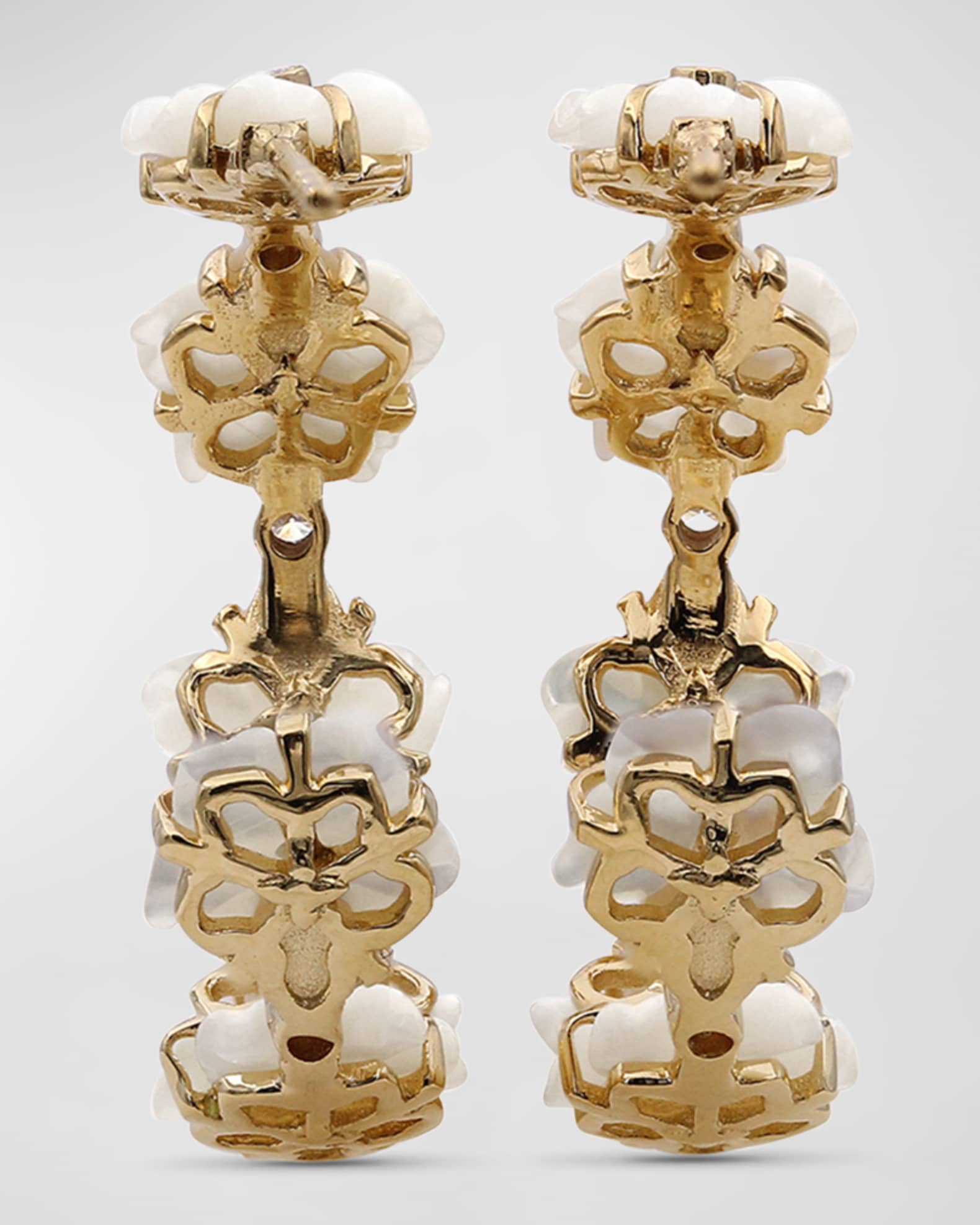 Stephen Dweck White Mother of Pearl and White Diamond Hoop Earrings in ...