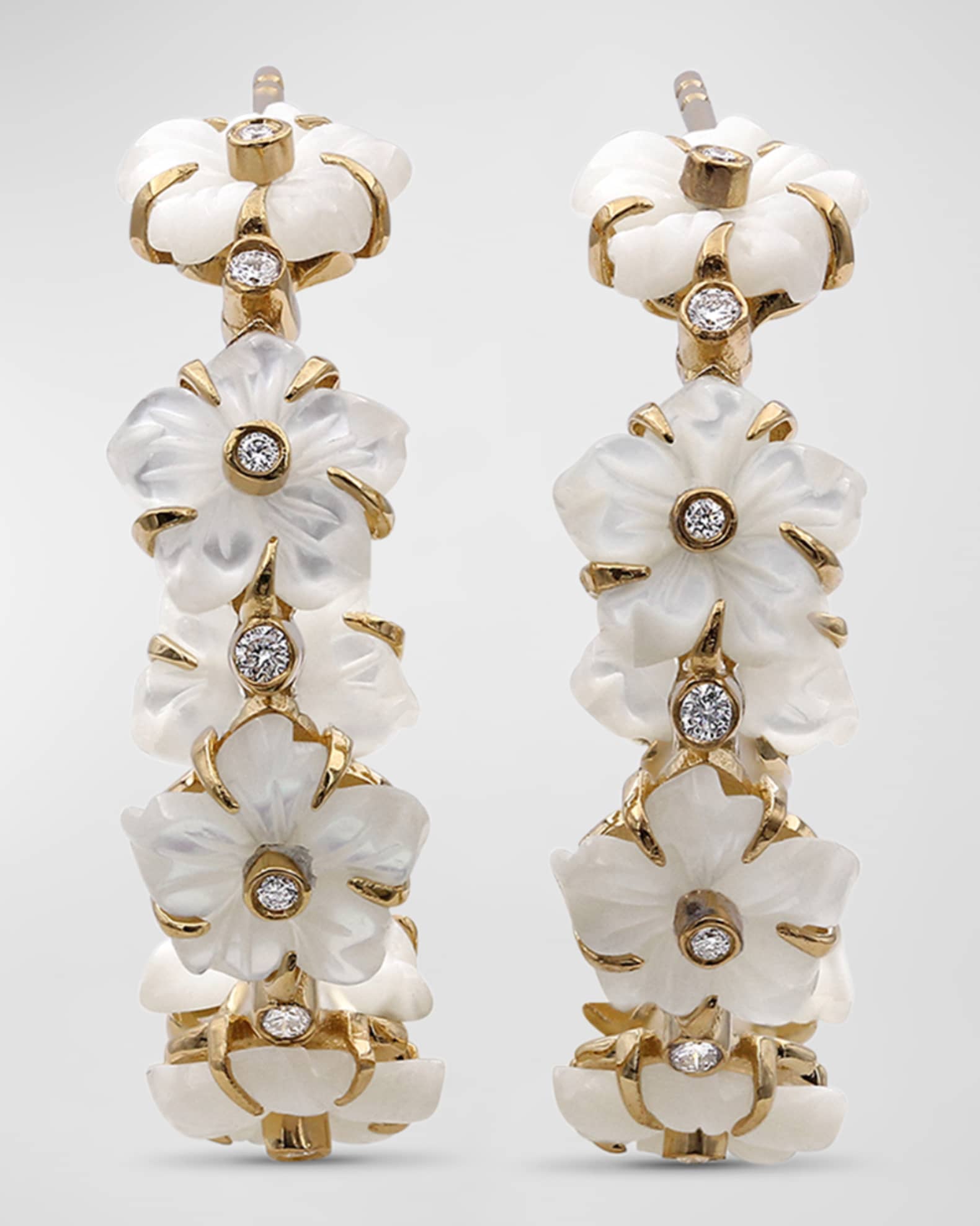 Stephen Dweck White Mother of Pearl and White Diamond Hoop Earrings in ...