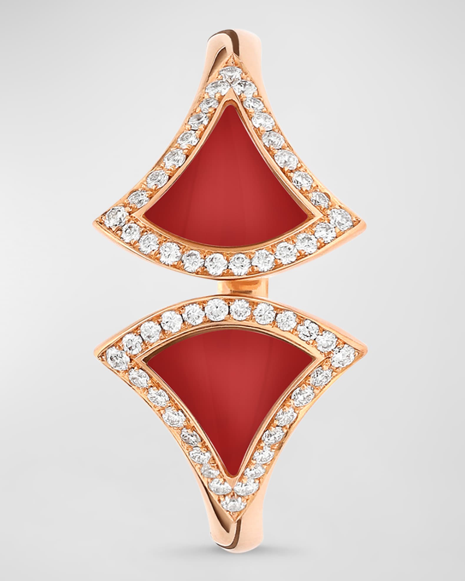 BVLGARI 18K Rose Gold Divas' Dream Carnelian and Diamond Pave Ring ...