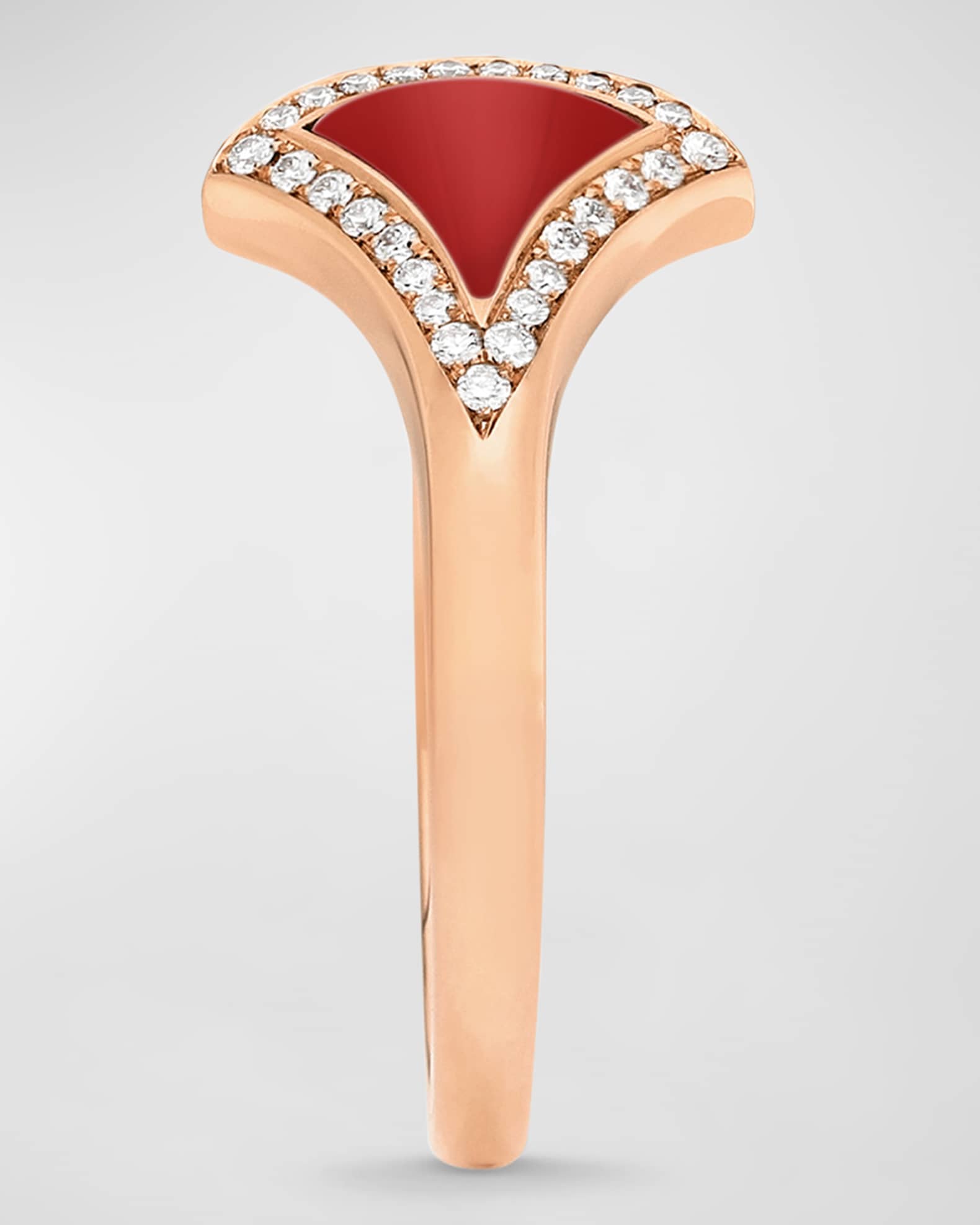 BVLGARI 18K Rose Gold Divas' Dream Carnelian and Diamond Pave Ring ...