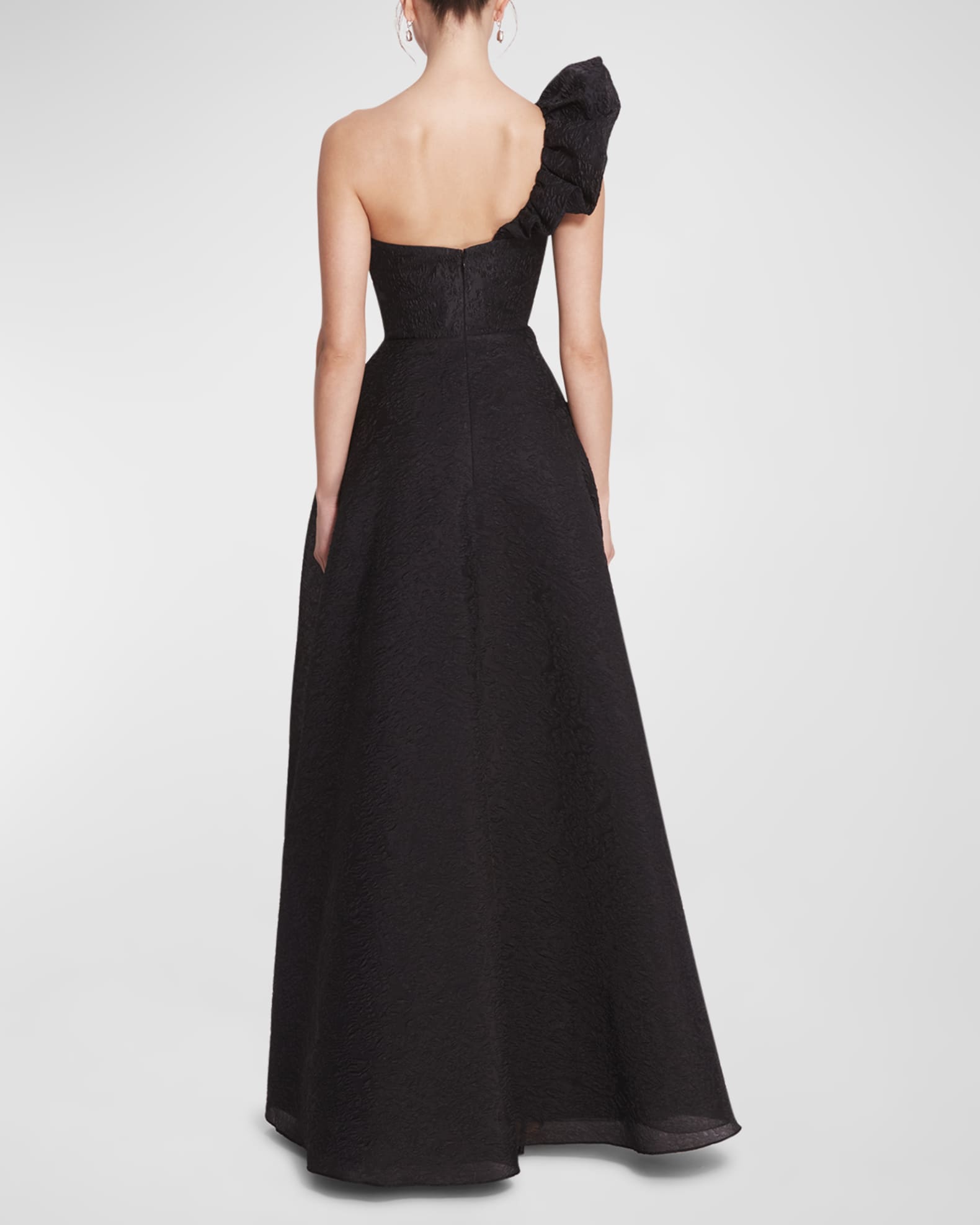Marchesa Notte Draped One-Shoulder Cloque Ballgown | Neiman Marcus